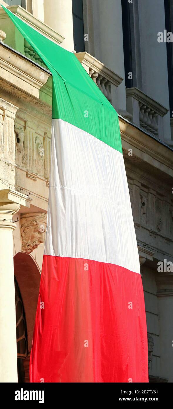 big italian flag in the palace in Italy Stock Photo - Alamy