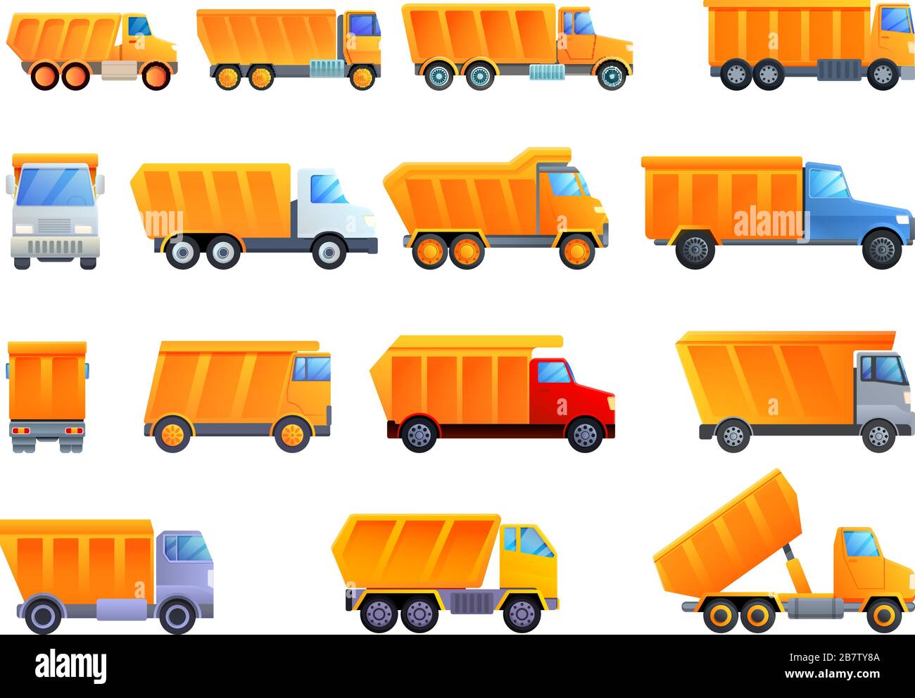 Tipper icons set. Cartoon set of tipper vector icons for web design ...