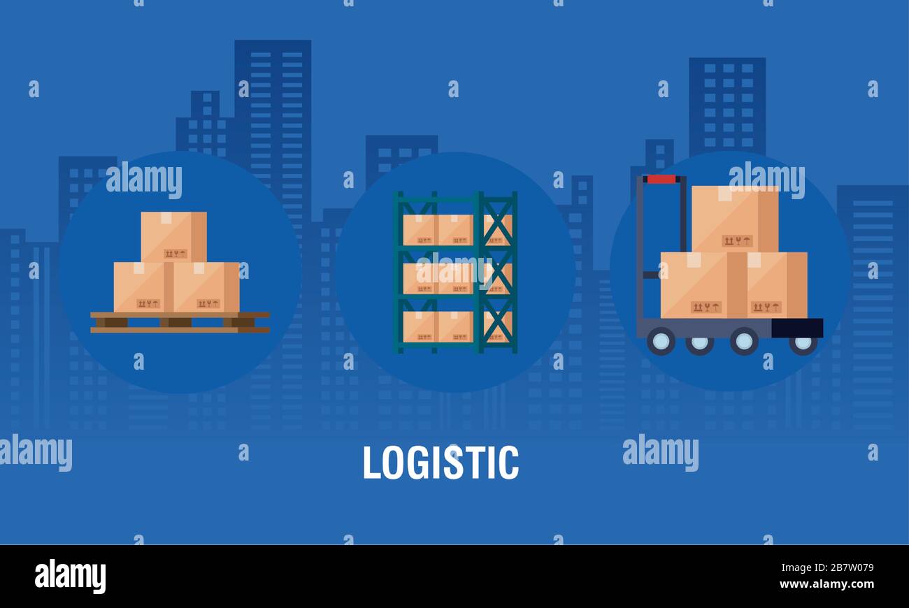 logistic poster with boxes packages cargo Stock Vector Image & Art - Alamy
