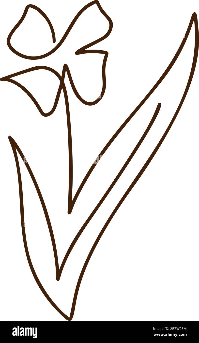 Flower Vector One Line Art Logo Minimalist Contour Drawing Monoline