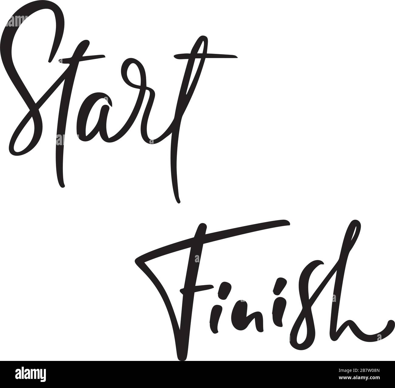 Start Finish calligraphy lettering hand drawn text. Vector success ...