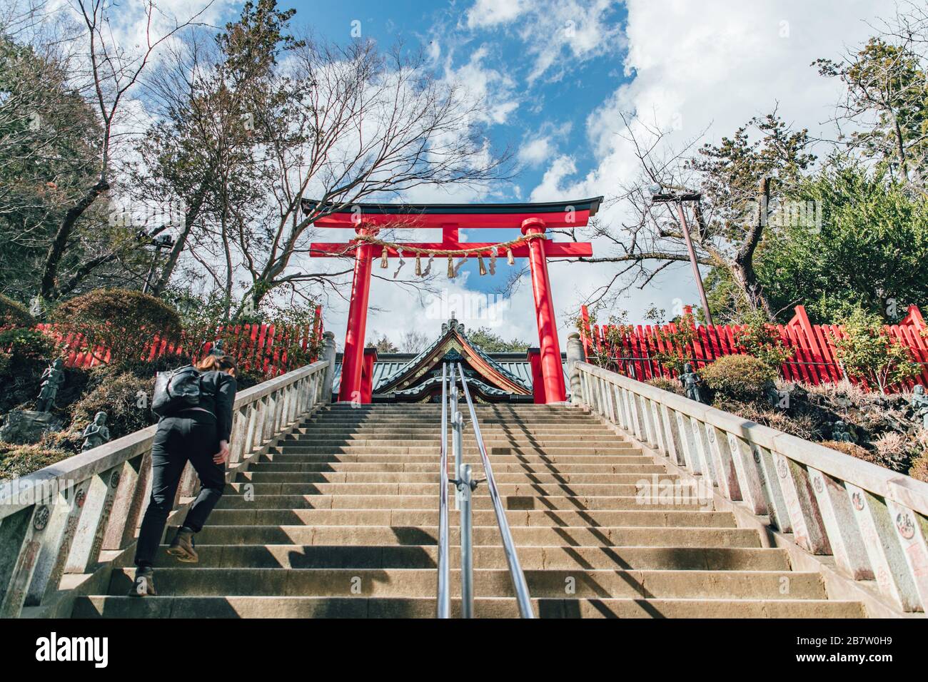 Shrine gate with long stairs in Tokyo, Japan Stock Photo - Alamy
