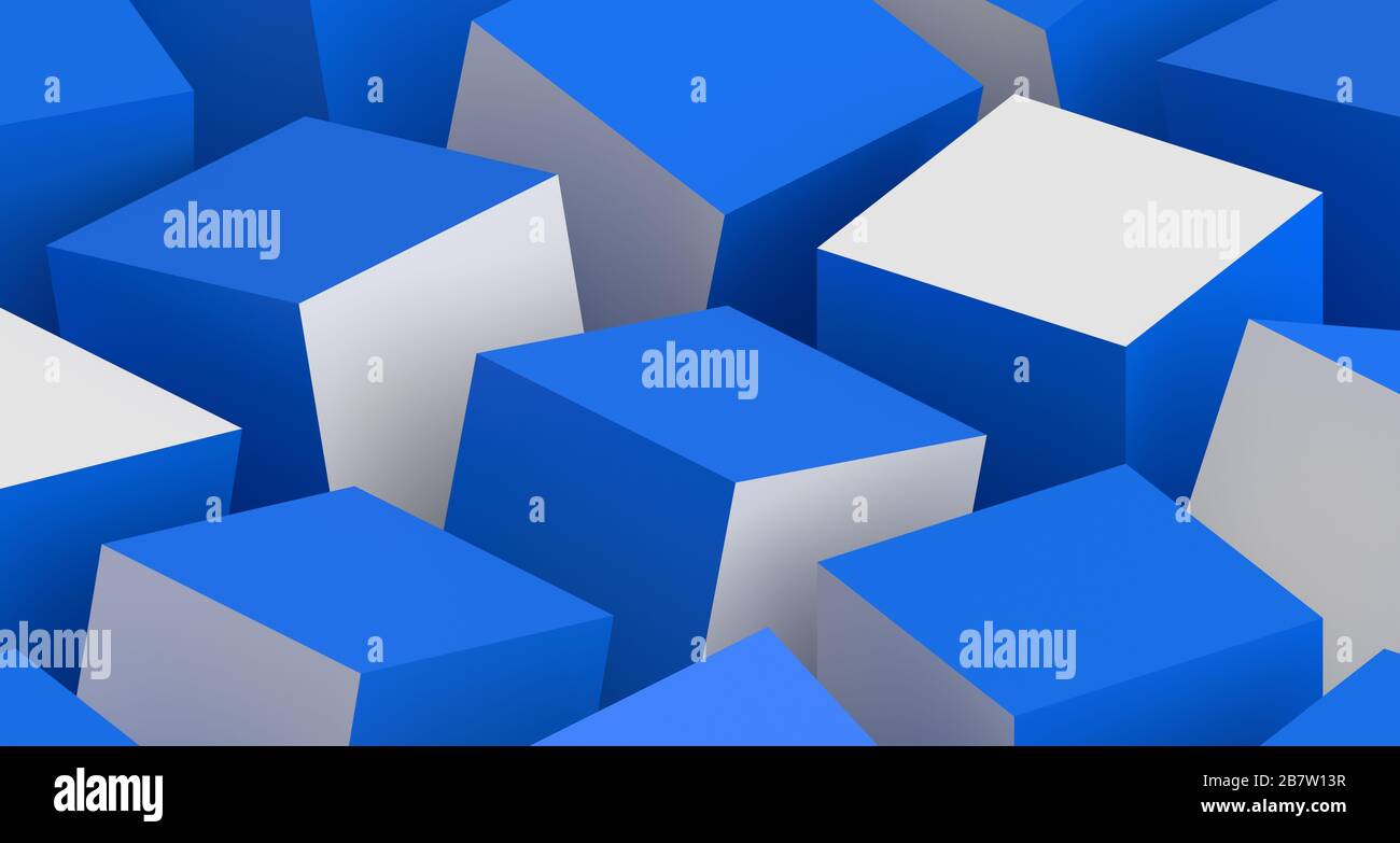 Abstract 3d render, modern background with cubes, geometric design ...