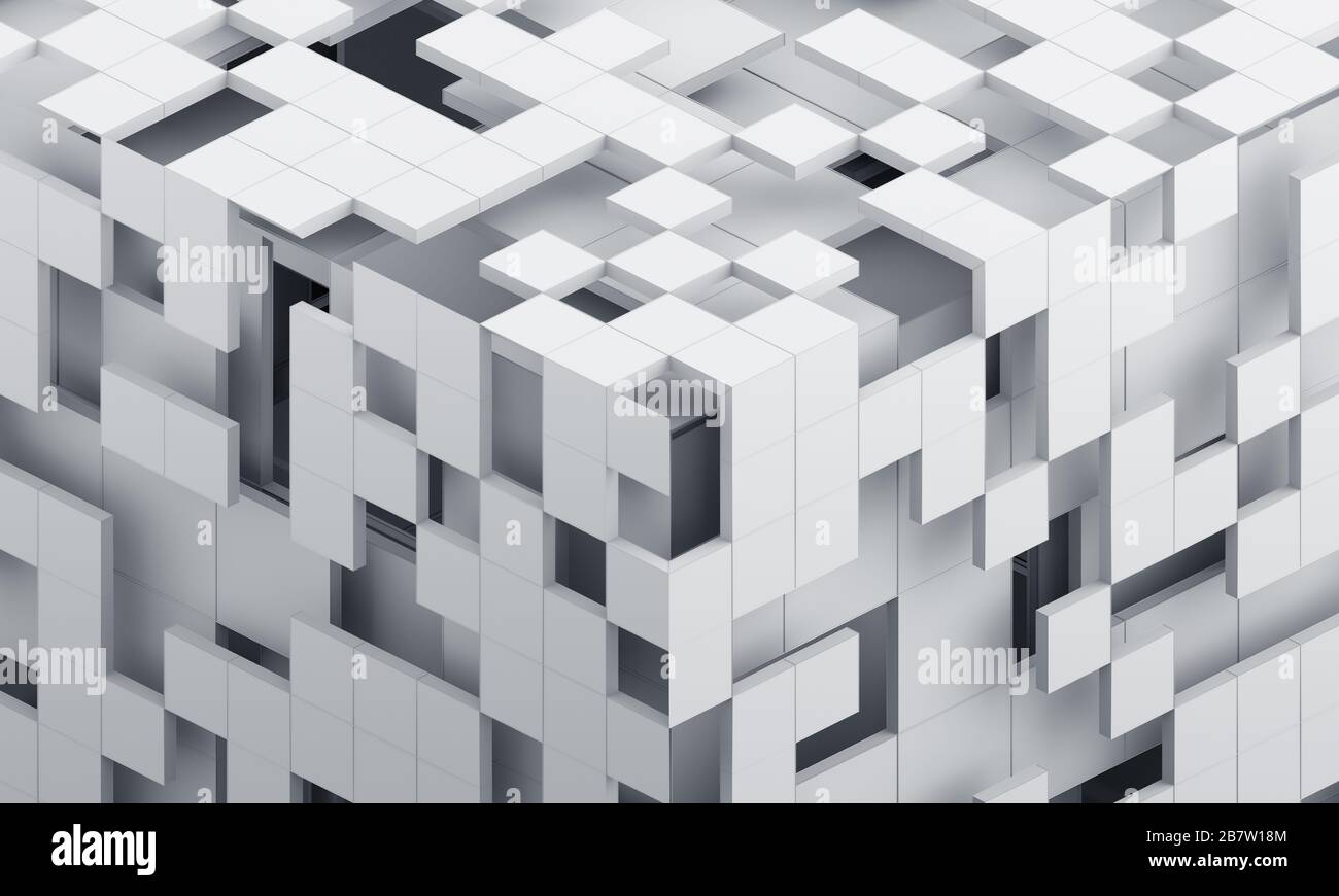 Abstract 3d render, modern background with cubes, geometric design ...