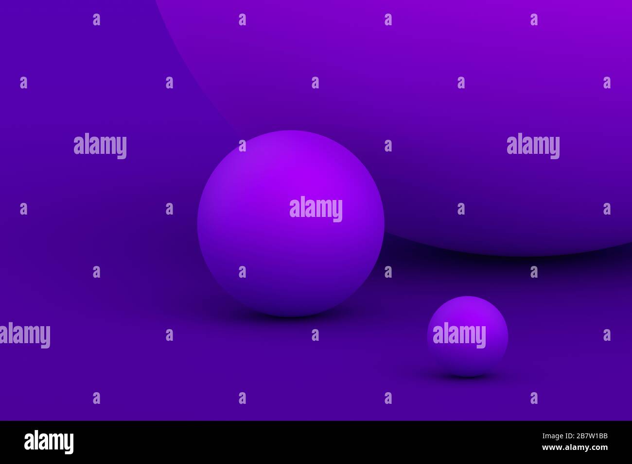 Abstract 3d rendering of geometric shapes. Composition with spheres ...