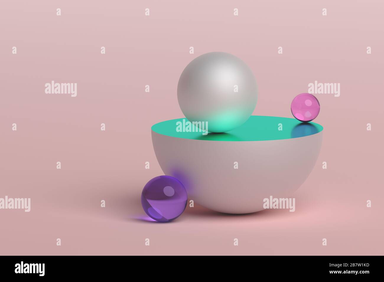 Abstract 3d rendering of geometric shapes. Surreal composition. Balance concept. Modern ...