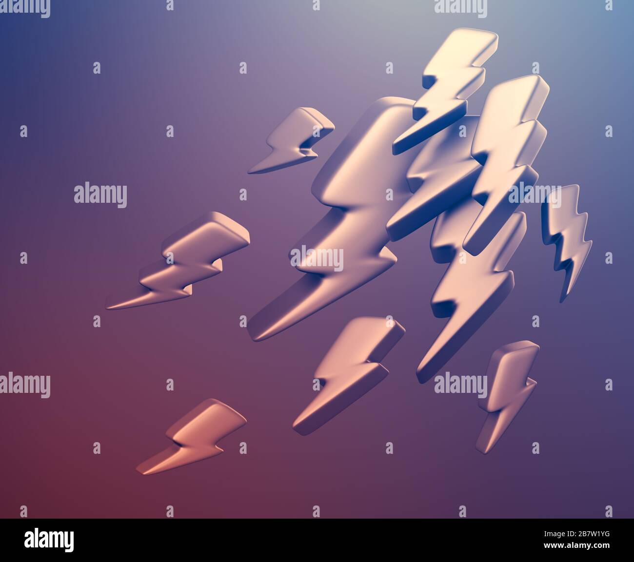 Illustration of lightning symbols. Abstract 3d rendering. Background ...