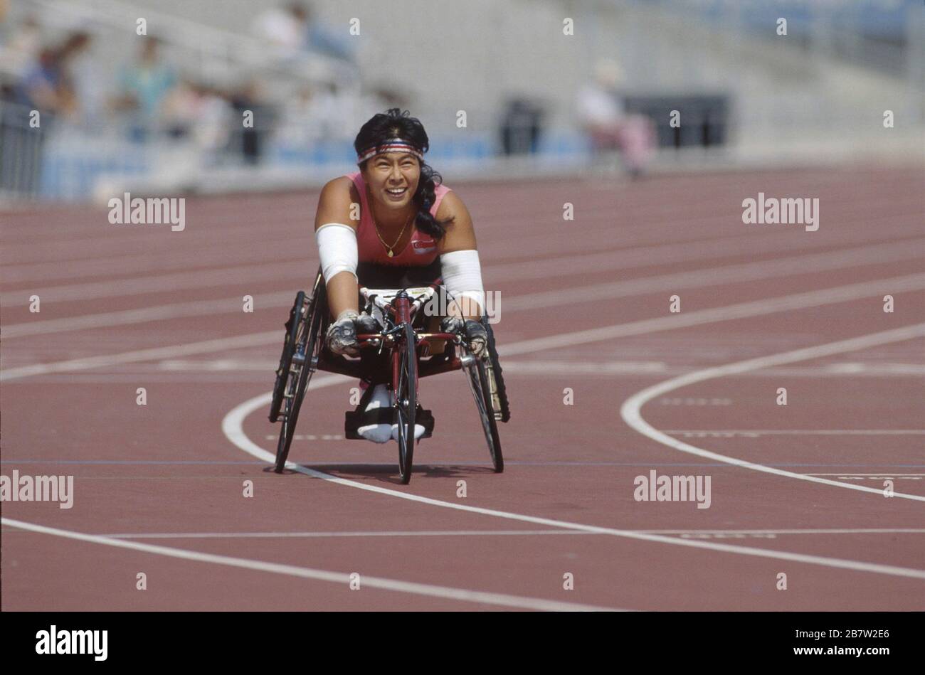 Barcelona, Spain, 1992: Canadian sprinter Chantal Petitclerc competing ...
