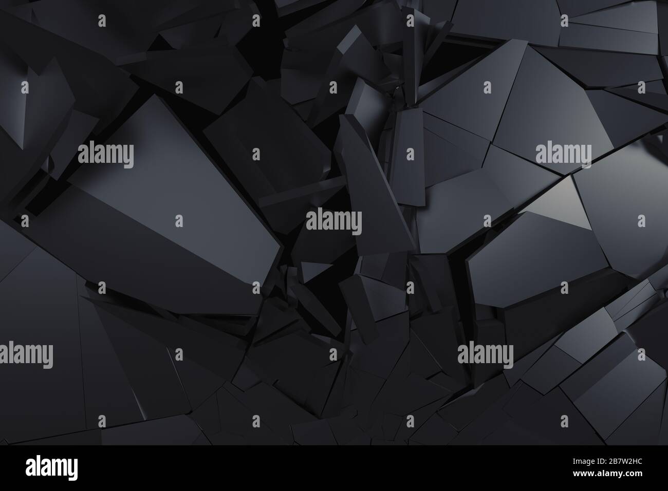 Abstract 3d rendering of cracked surface. Background with broken shape. Wall destruction ...