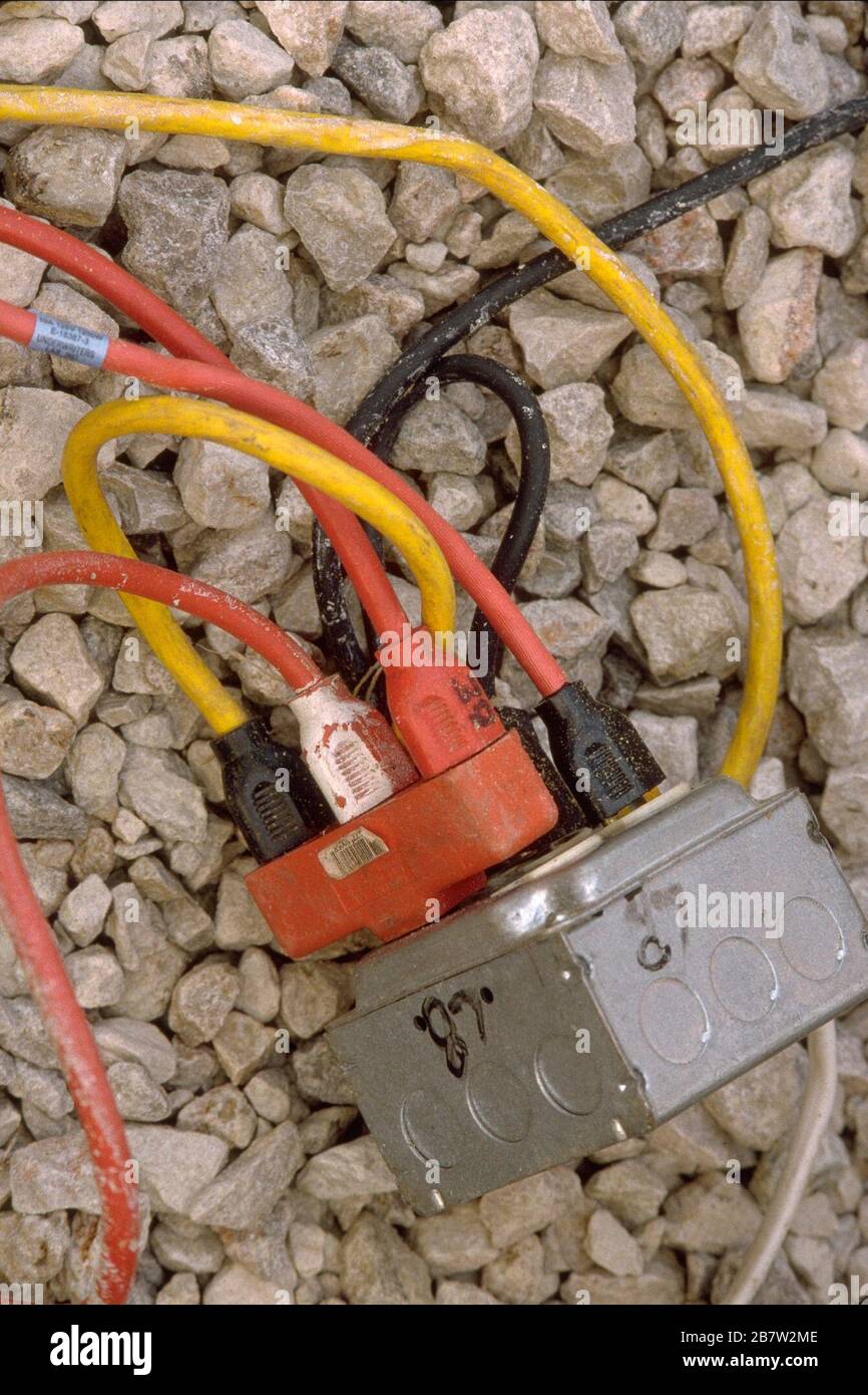 Overloaded electrical outlet at construction site ©Bob Daemmrich Stock ...