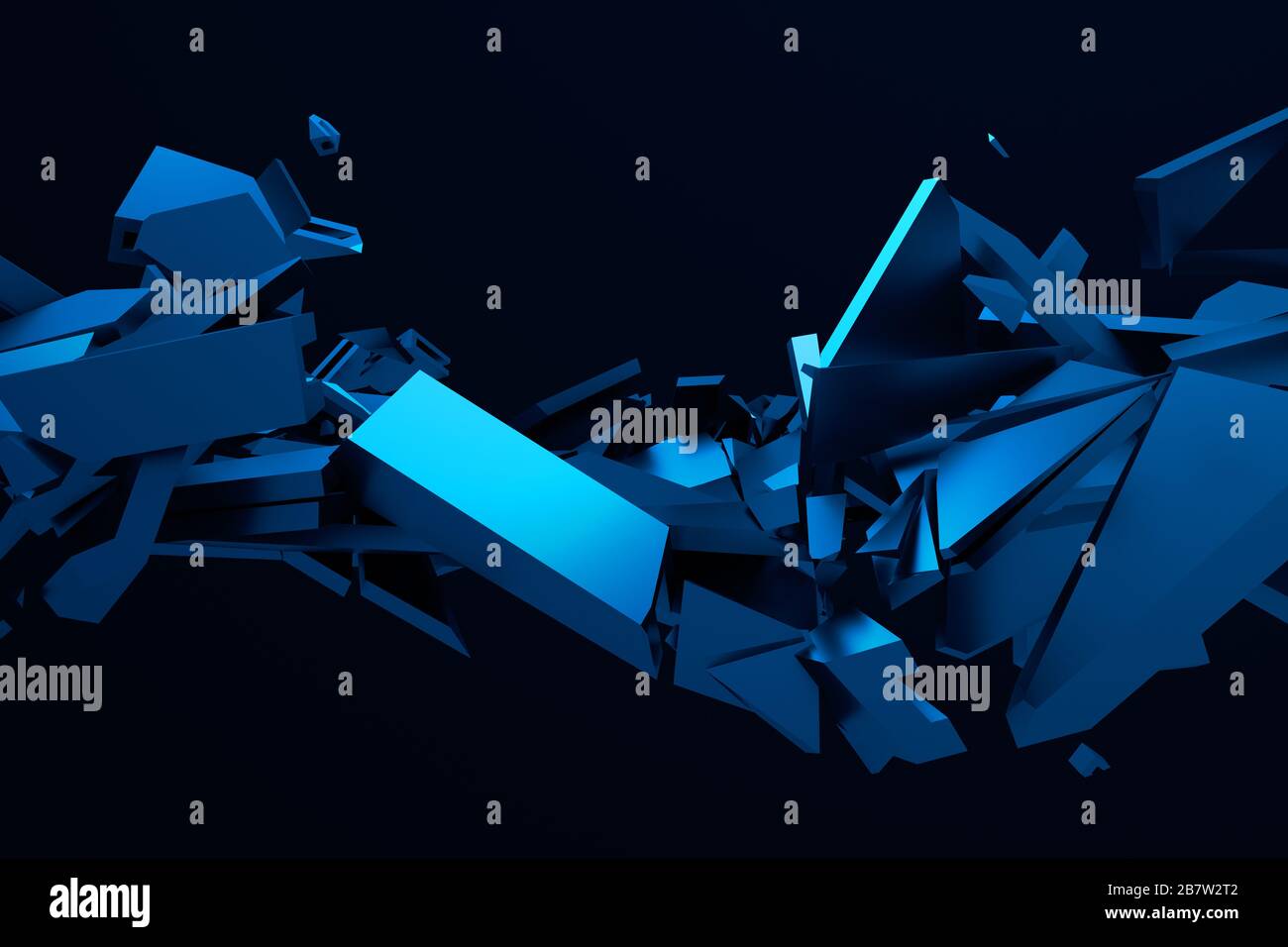 Abstract 3d rendering of cracked surface. Background with broken shape. Wall destruction ...