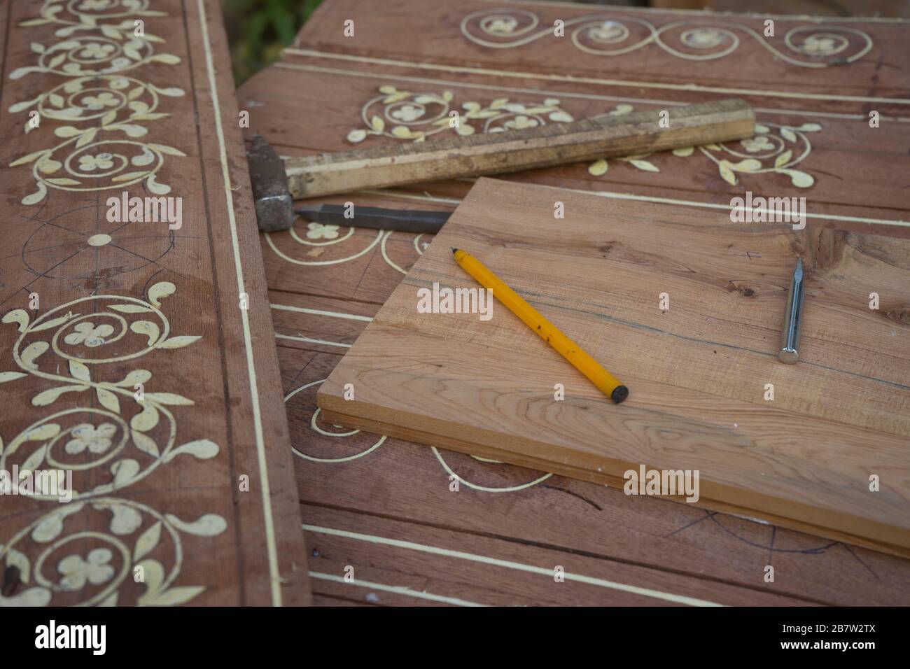 Traditional carpenter workshop in the old medina quarter in Essaouira ...