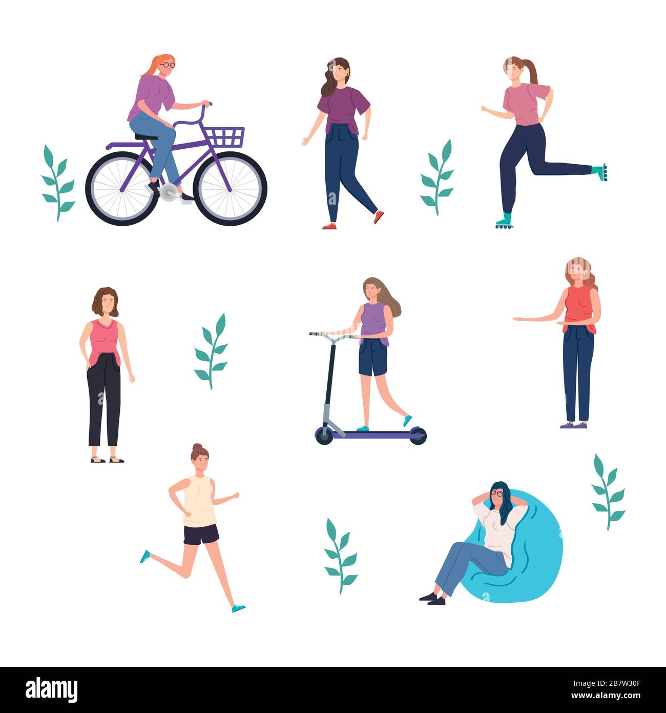 group of young people doing activities Stock Vector Image & Art - Alamy