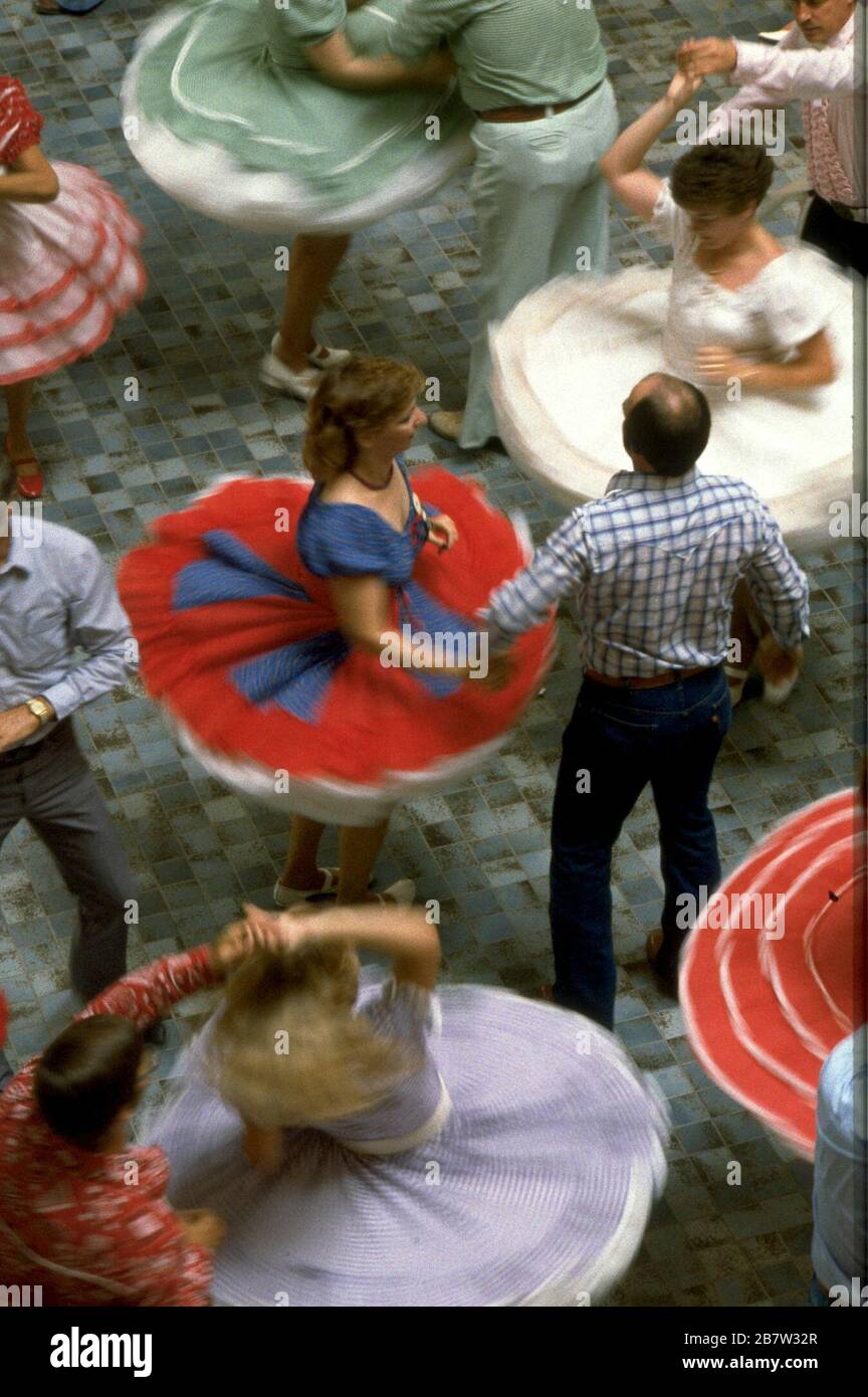 Austin, Texas USA: Square dancers in costumes performing at shopping ...