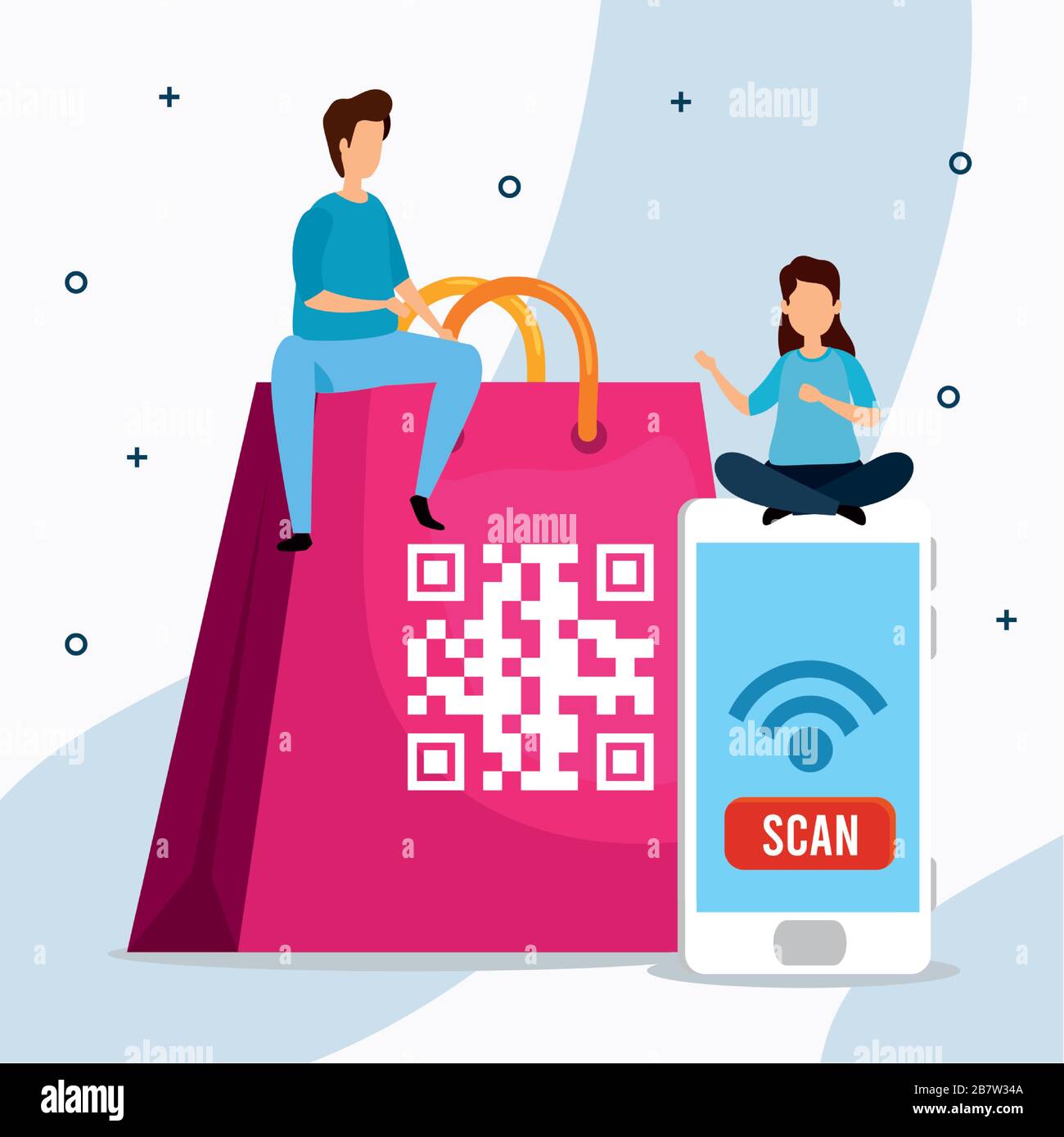 people with code qr and icons Stock Vector Image & Art - Alamy