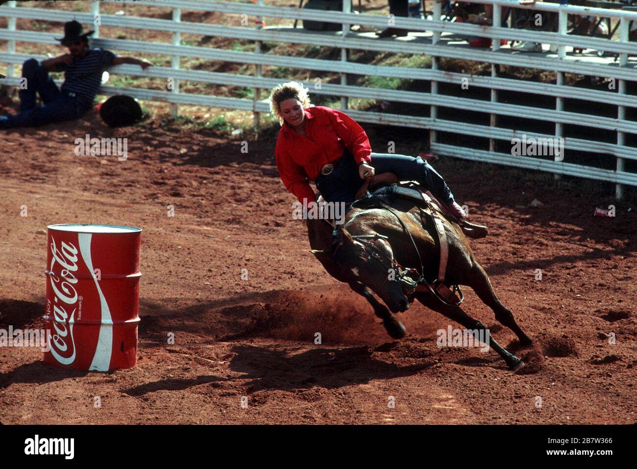 Stamford, Texas USA: Female rider competing in barrel racing event at ...