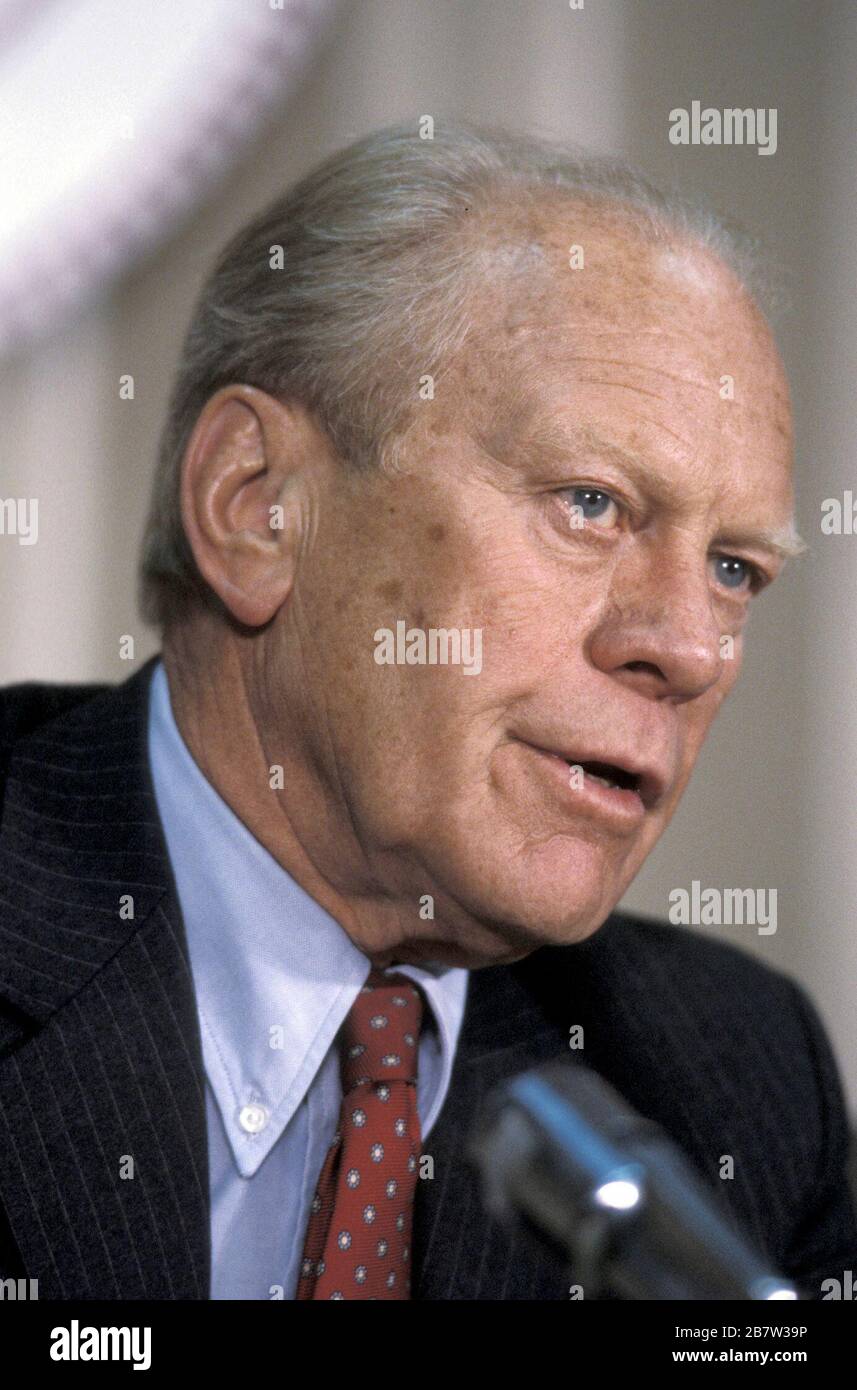 Austin Texas USA: Former president Gerald Ford speaking. ©Bob Daemmrich ...
