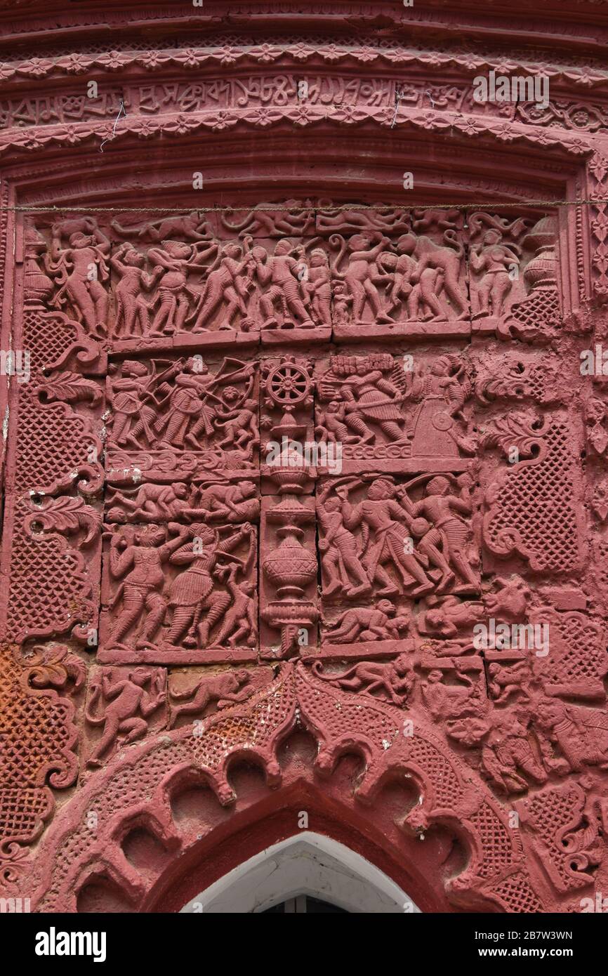 Terracotta panels on the Ramayana of Aatchala Damodar Jiu Mandir (1762 ...
