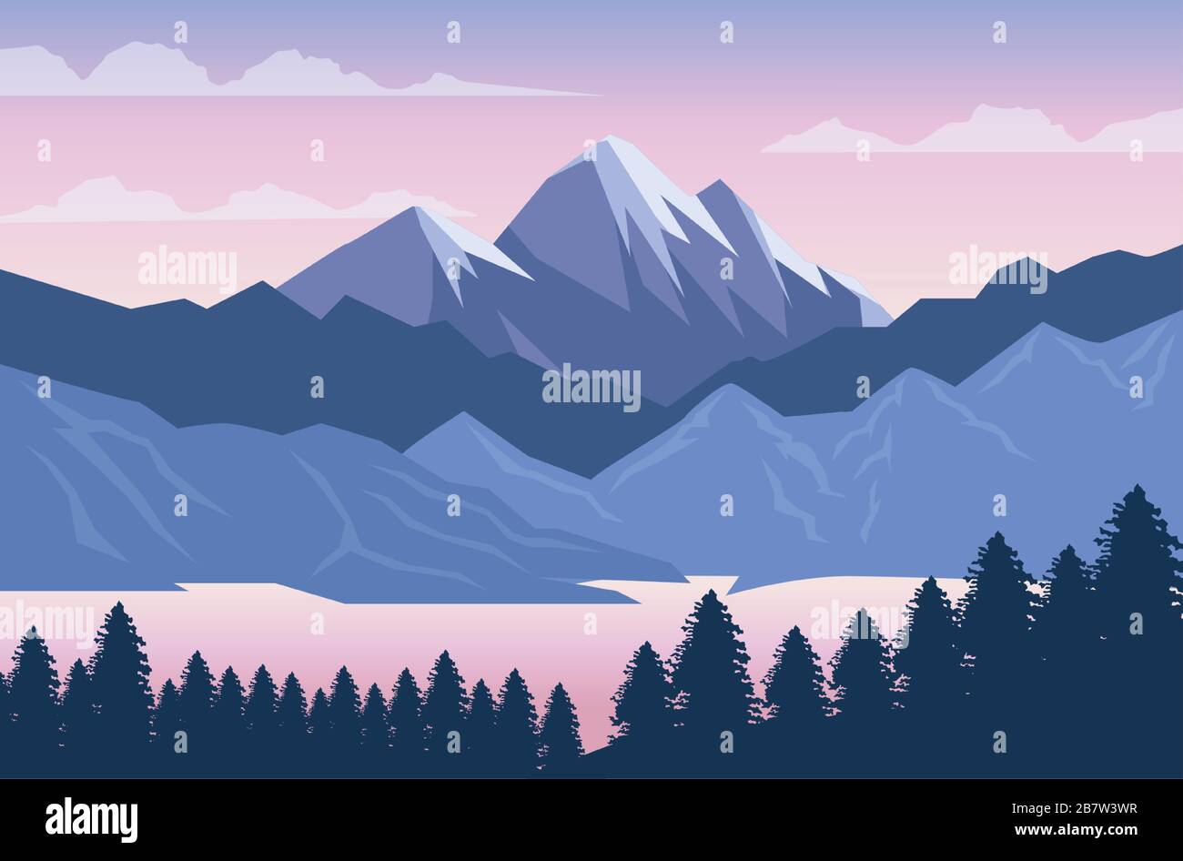 Horizontal trees and lake Stock Vector Images - Alamy