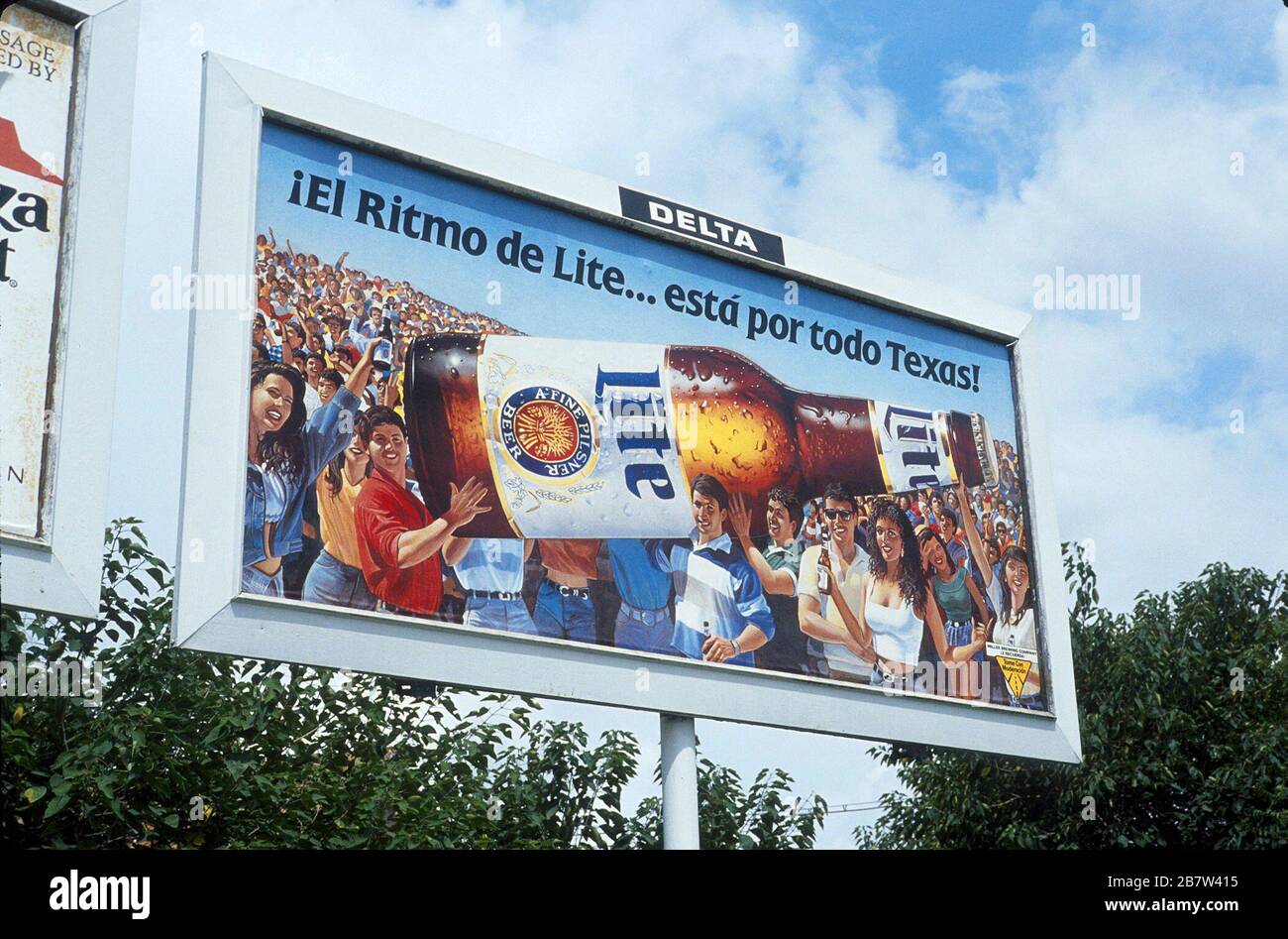 SAN ANTONIO, TX: Beer billboard in Spanish ©Bob Daemmrich Stock Photo ...