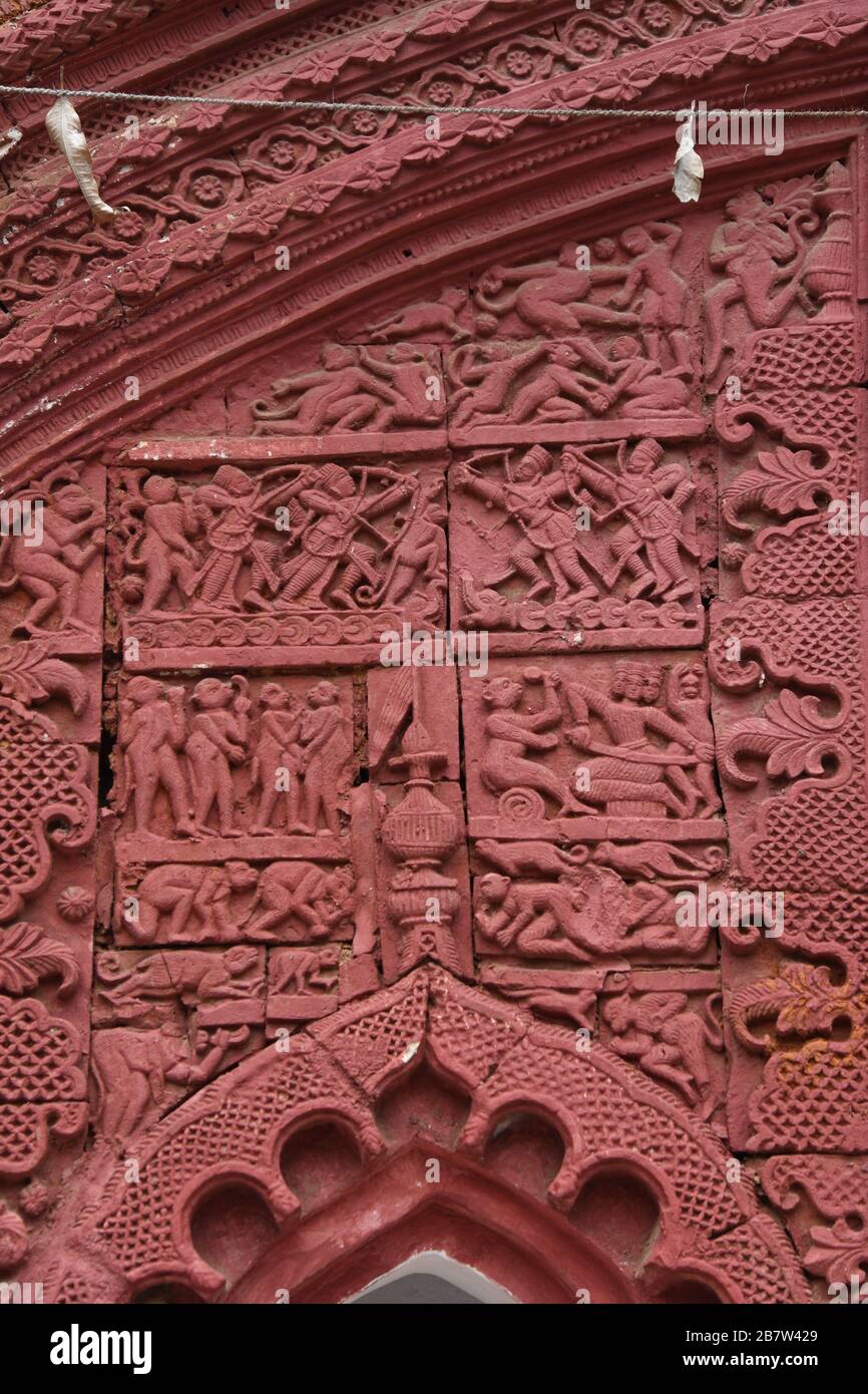 Terracotta panels on the Ramayana of Aatchala Damodar Jiu Mandir (1762 ...