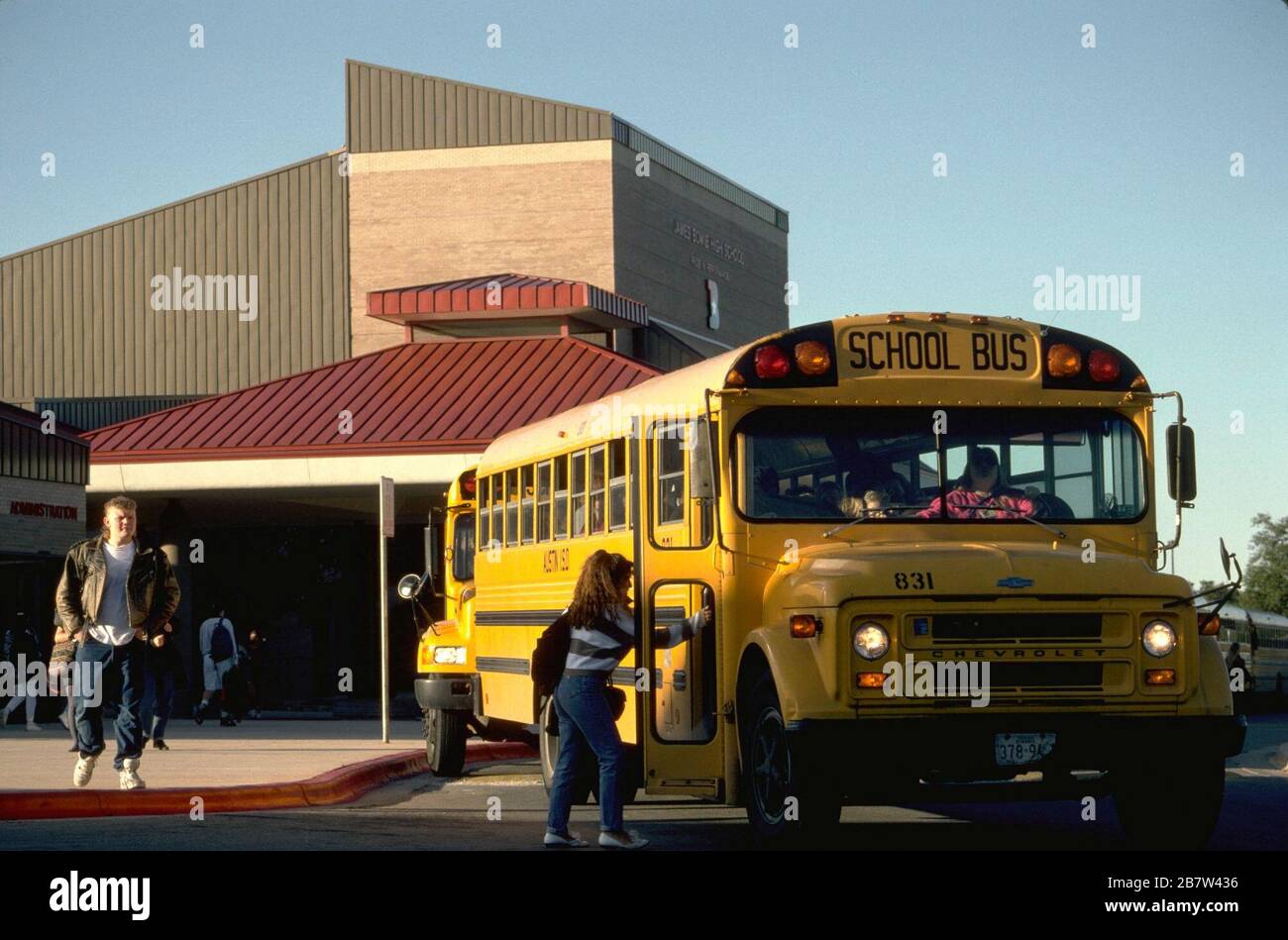 Students boarding school bus hi-res stock photography and images - Alamy