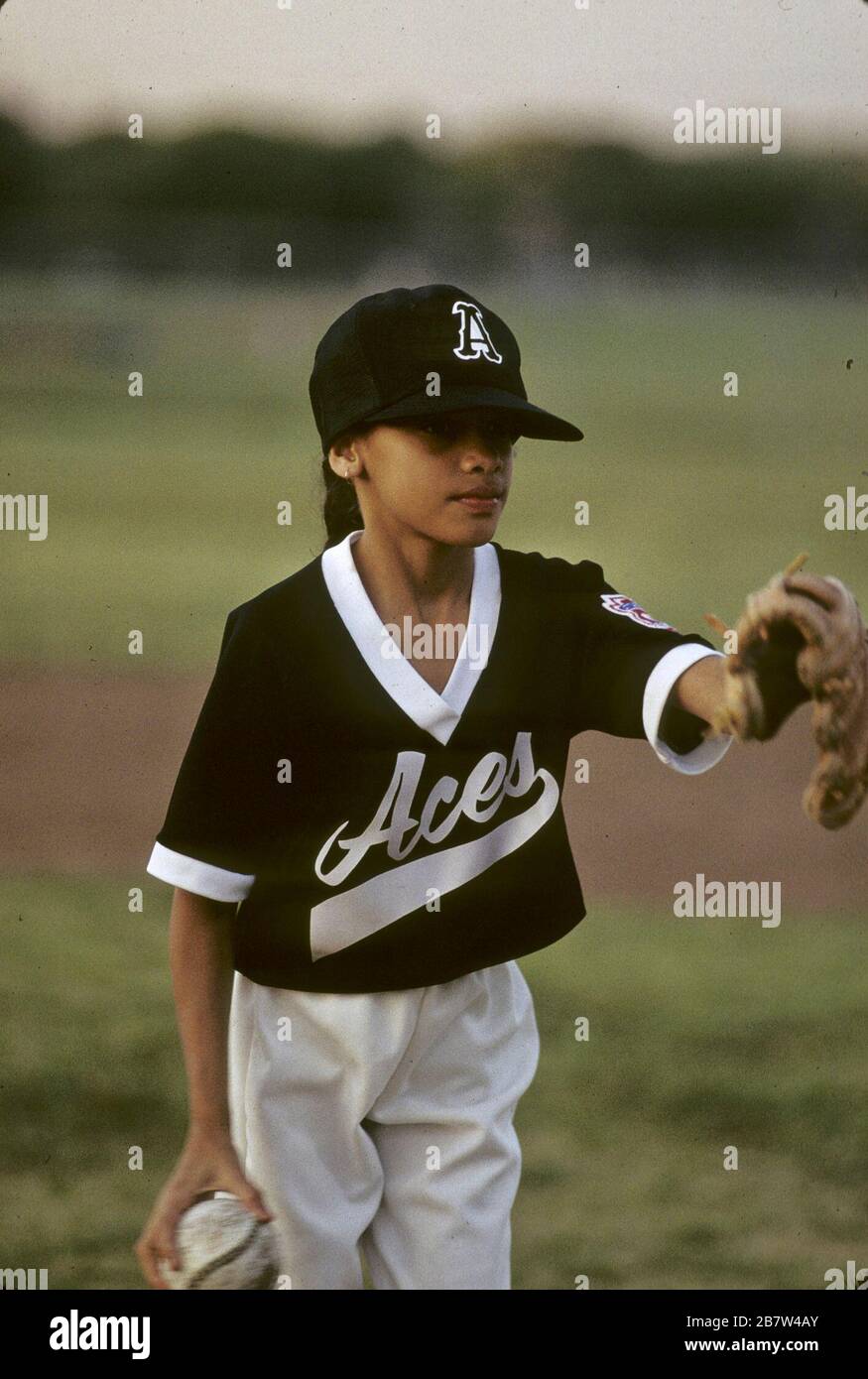 Austin, Texas USA: Little girl wearing hat and uniform a bit too big ...