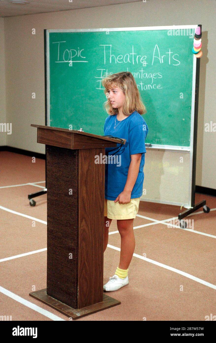 Teen giving speech in class hi-res stock photography and images - Alamy