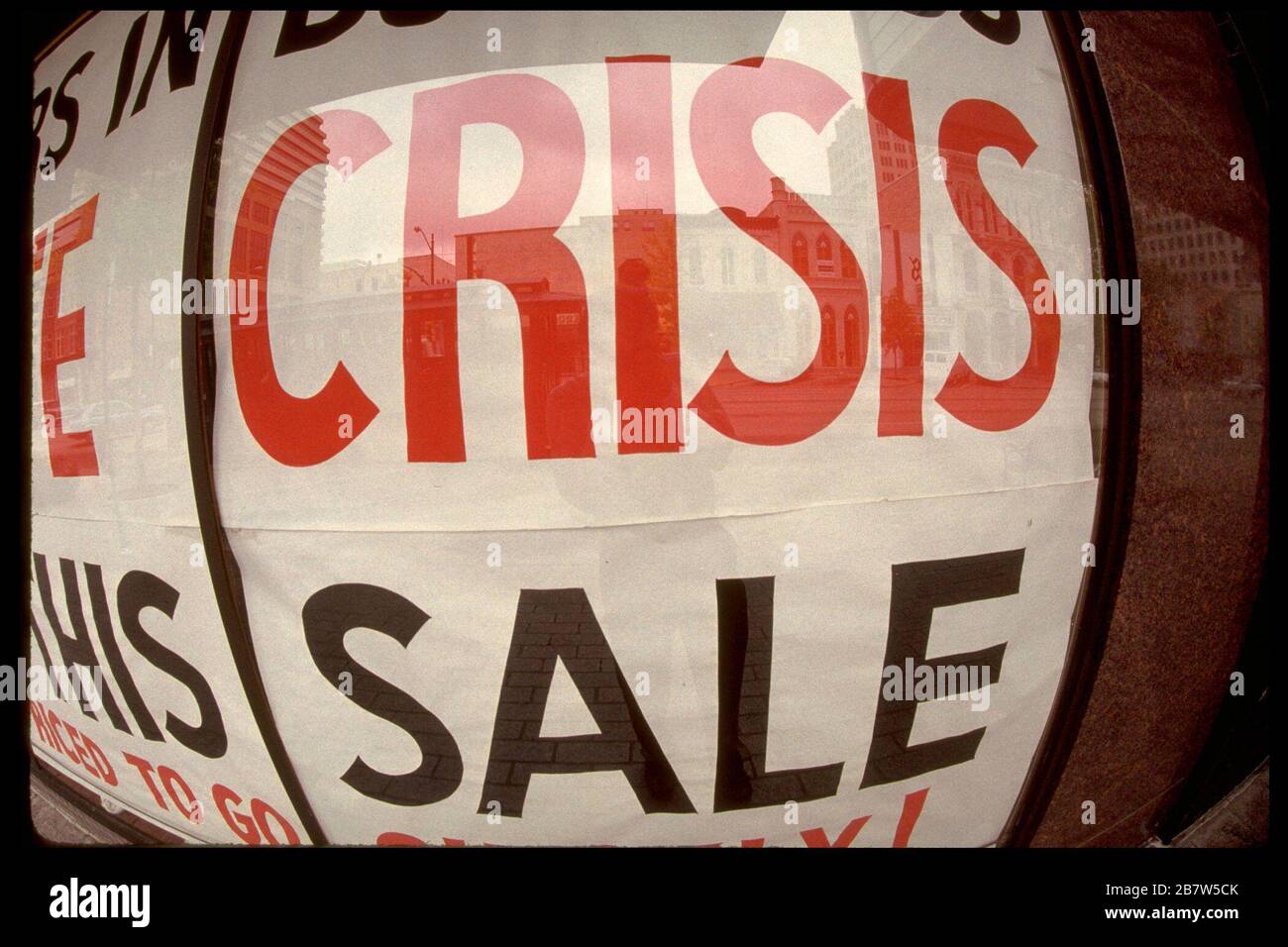 Austin, Texas USA: Sign in store window advertises inventory reduction ...