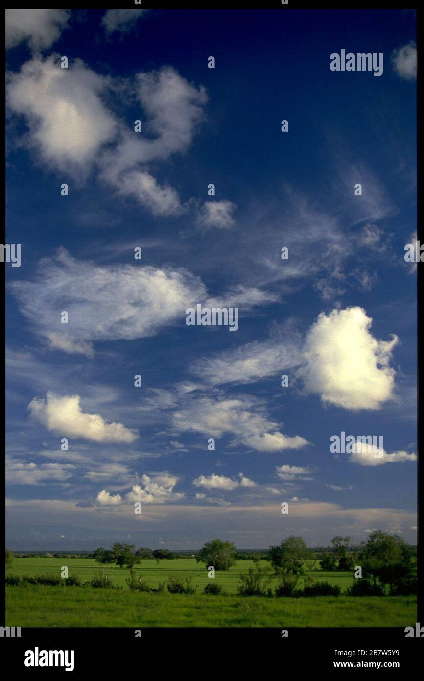 Corpus Christi, Texas USA: Variety of clouds dot blue sky above the ...