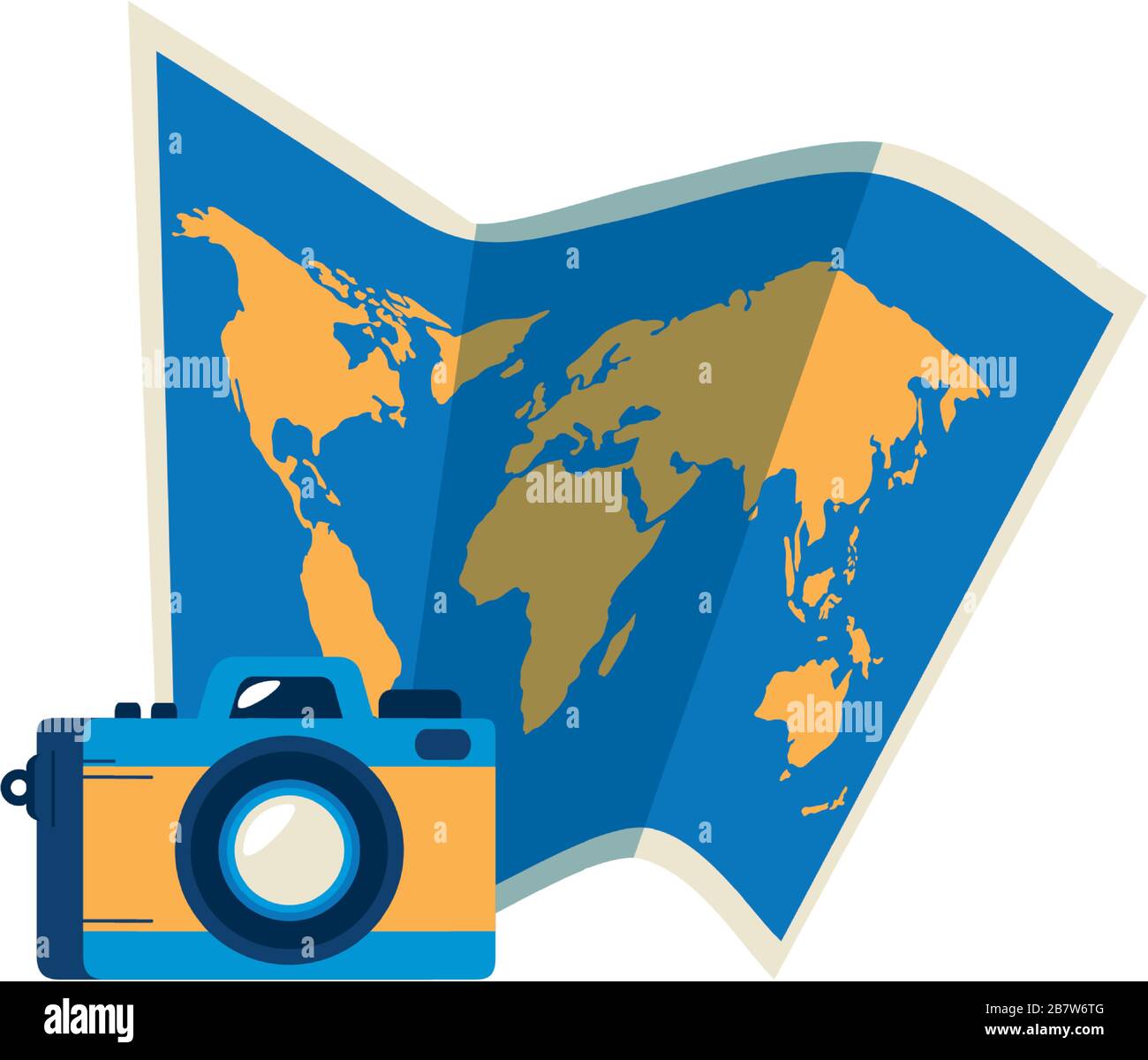 paper map with camera photography isolated icon Stock Vector Image ...