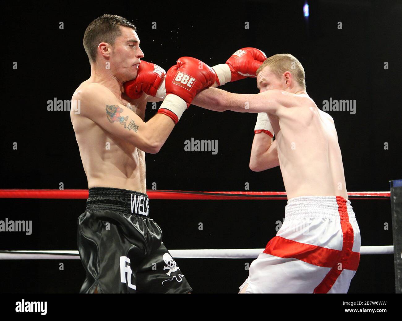 Martin Welsh (black shorts) defeats William Warburton in a Welterweight ...