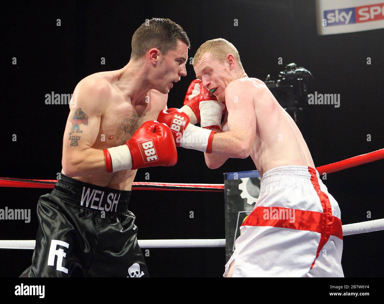 Martin Welsh (black shorts) defeats William Warburton in a Welterweight ...