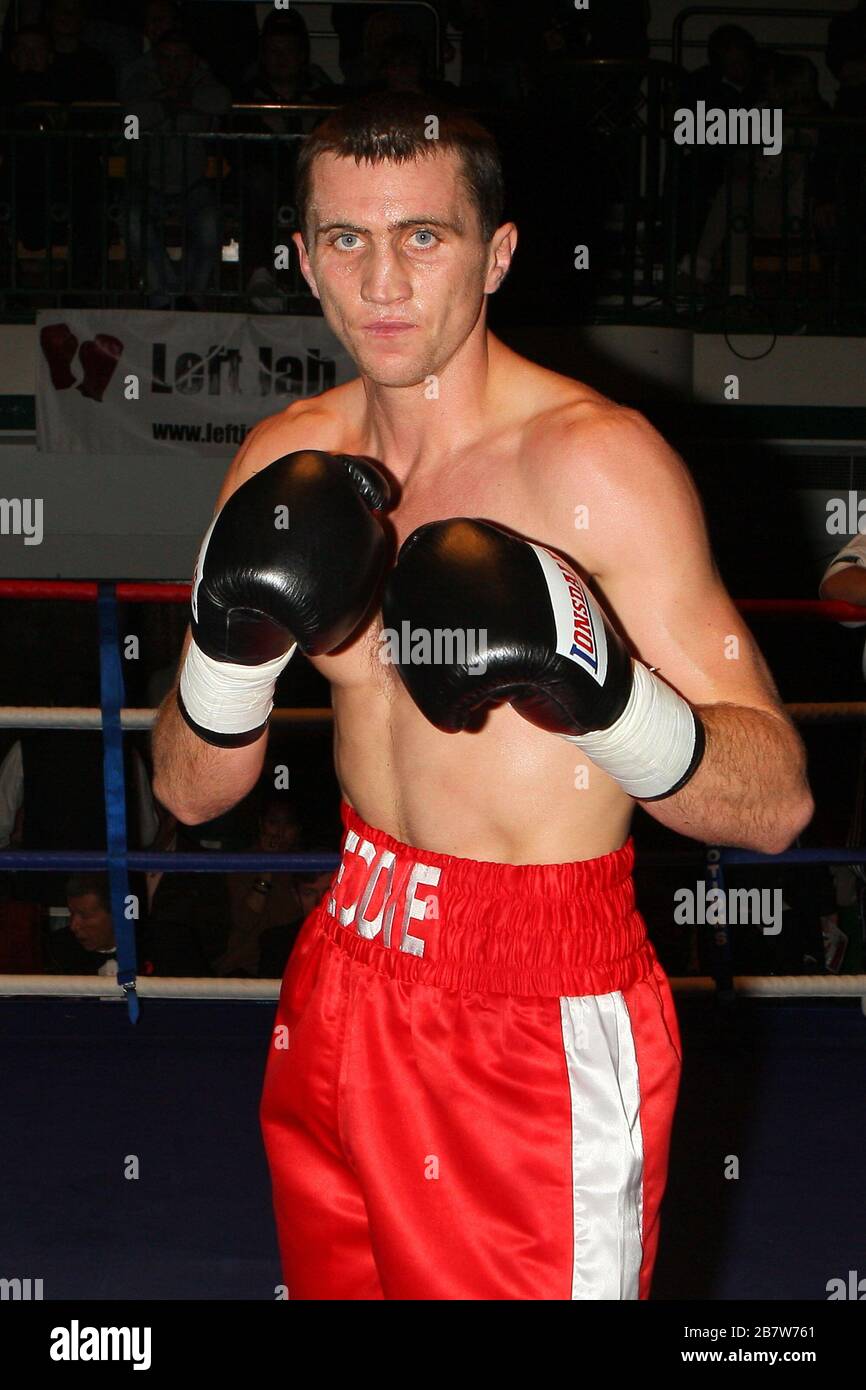 Eddie Corcoran (red shorts) defeats Sergejs Volodins in a Welterweight ...