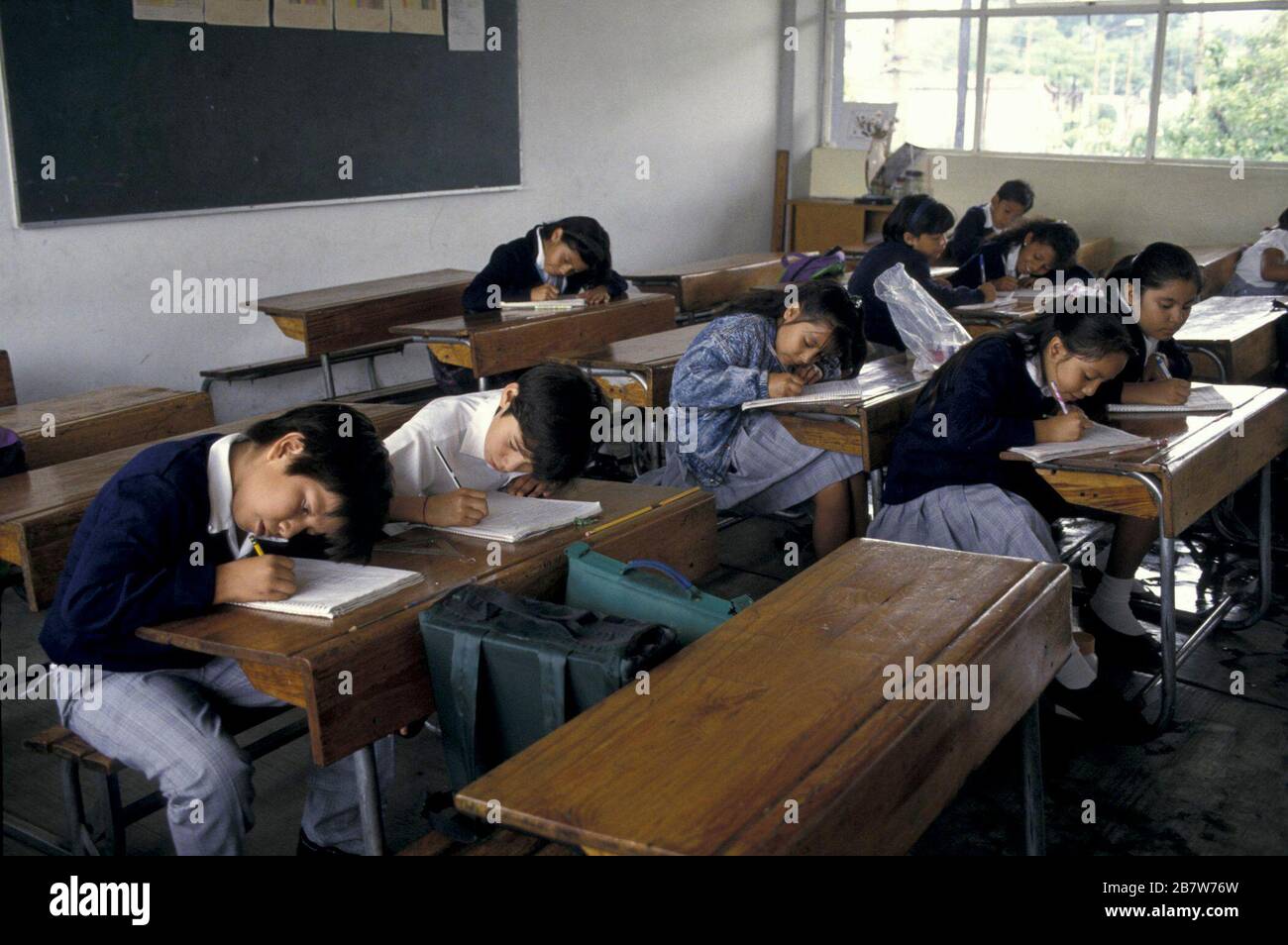 Cuernavaca, Morelos, Mexico: Primary school students write in their ...