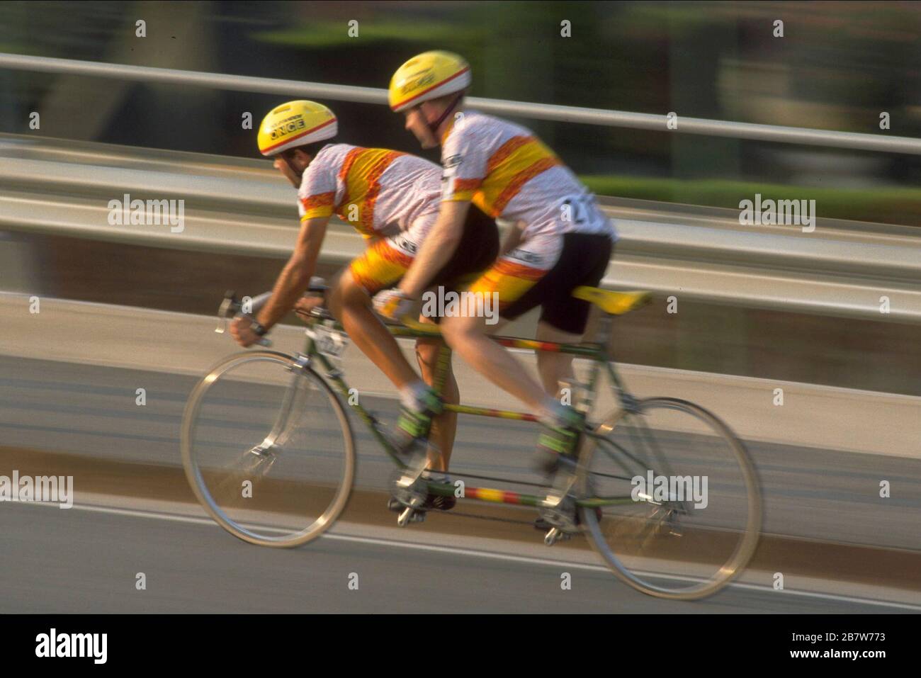 Barcelona, Spain 1992: Male athletes compete in tandem cycling event at ...