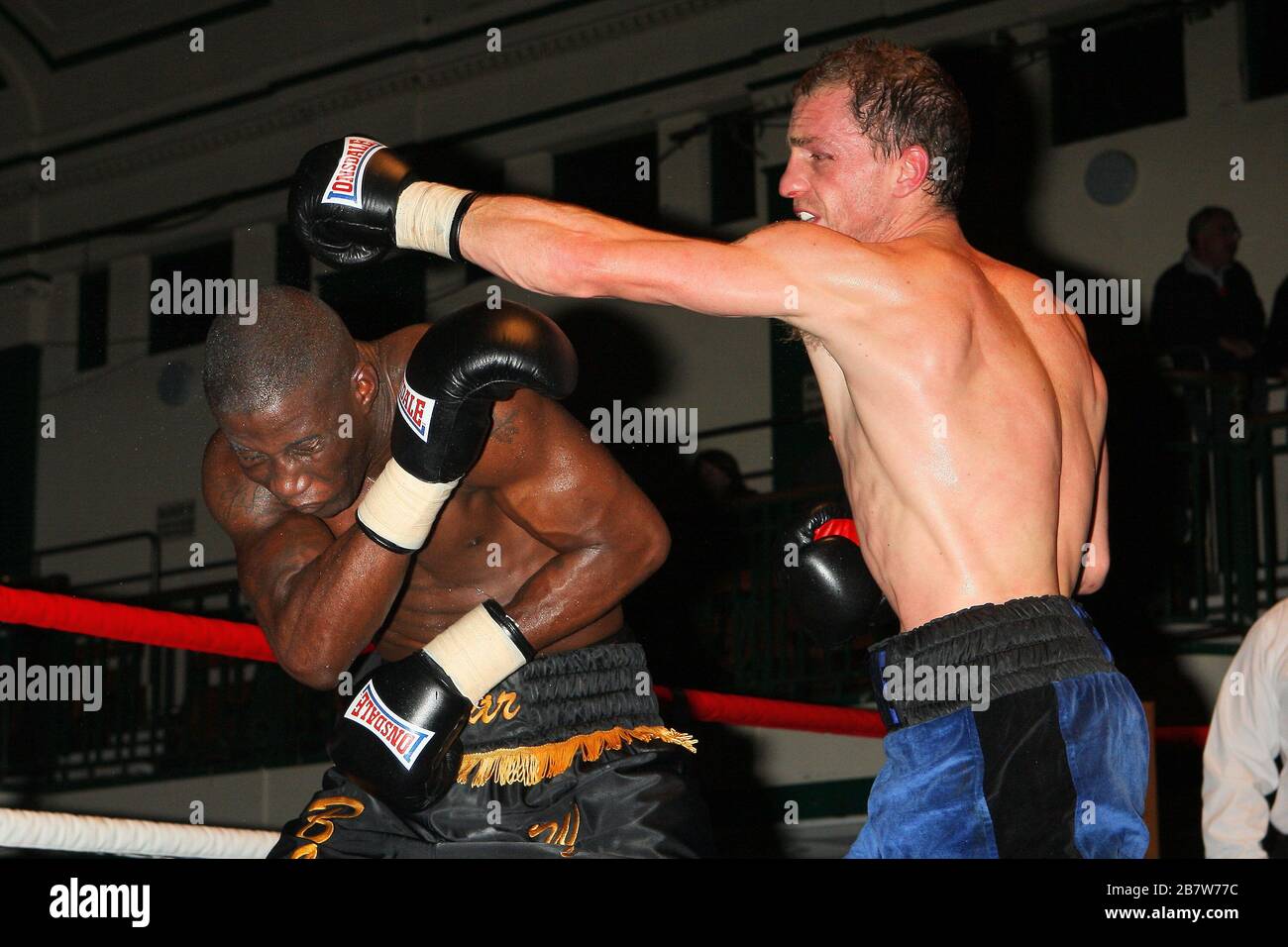 Ryan Toms (blue shorts) draws with Nathan Weise in a Light-Middleweight ...