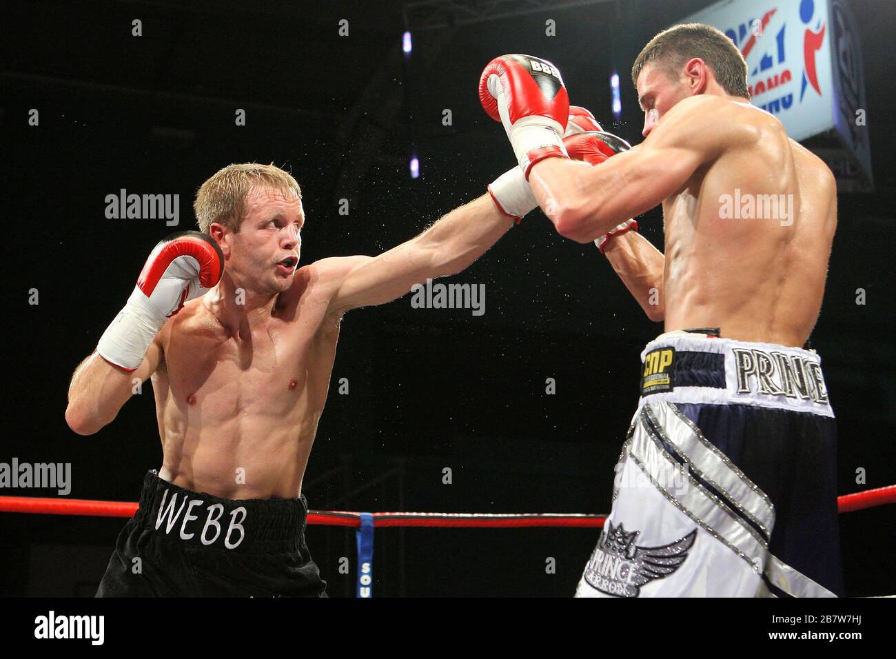 Prince Arron (silver/black shorts) defeats Sam Webb (black shorts) in a ...