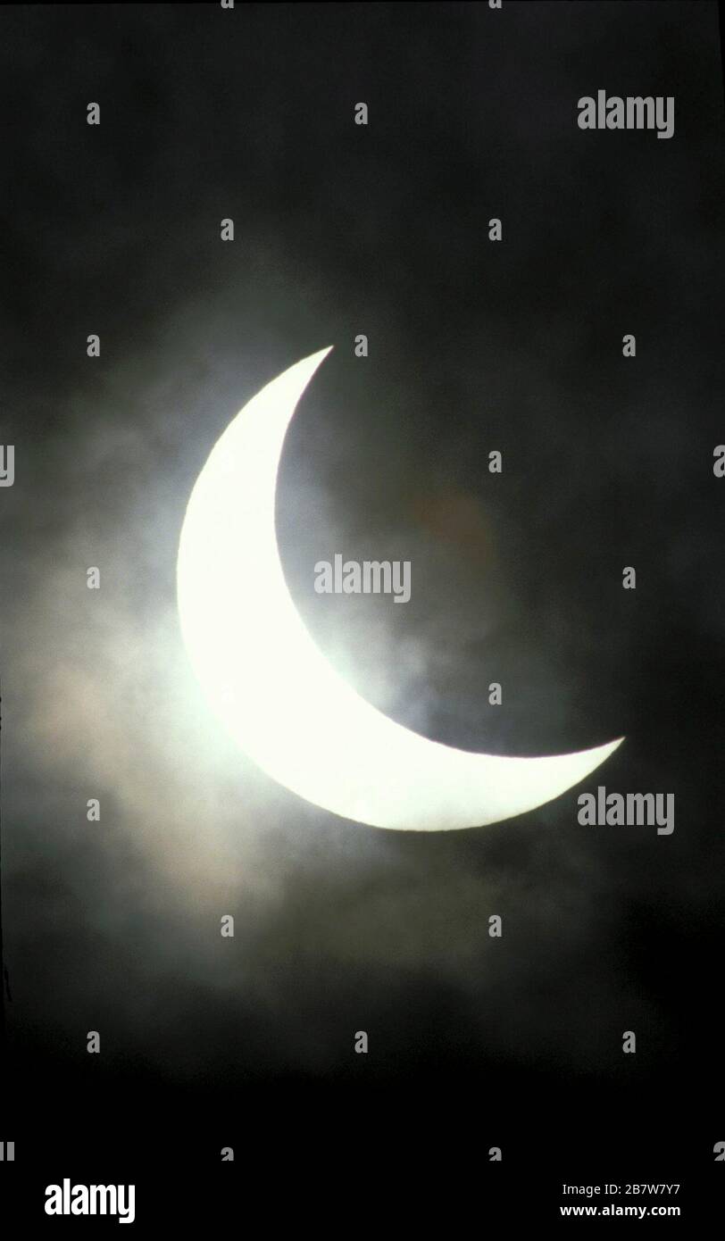 Brownsville, Texas USA: Moon moving across face of sun during solar ...