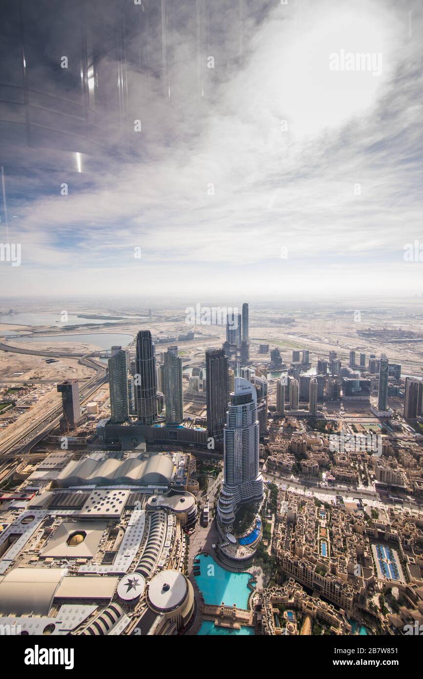 view from Burj khalifa tower, Dubai, United Arab Emirates Stock Photo ...