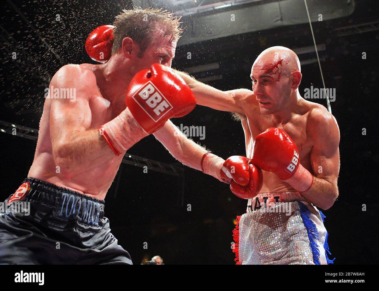 Stuart Hall (white shorts) defeats Martin Power in a bantamweight ...