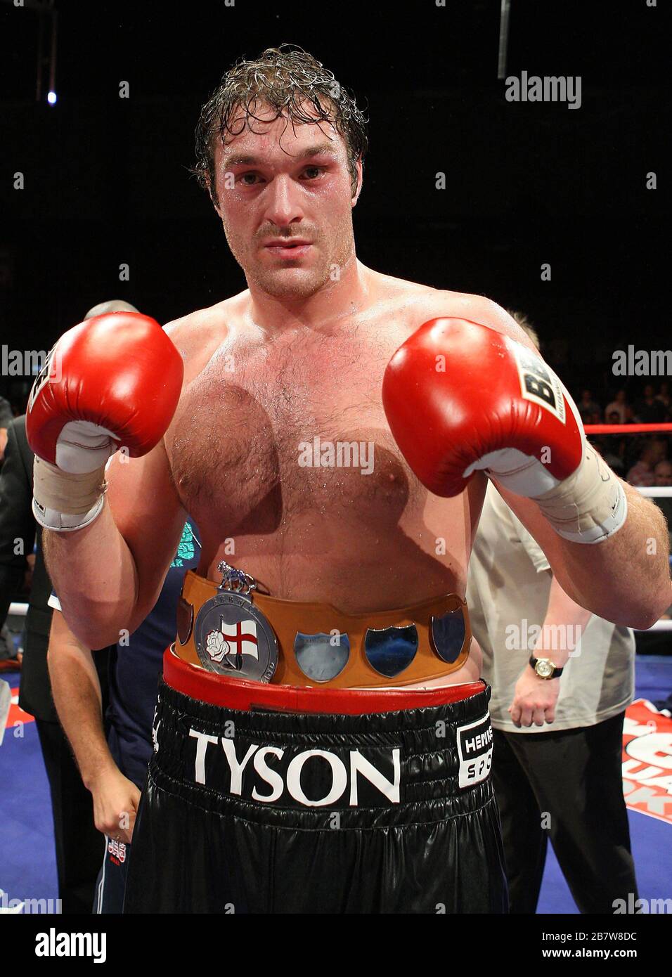 Tyson Fury (black shorts) defeats John McDermott in a Heavyweight ...