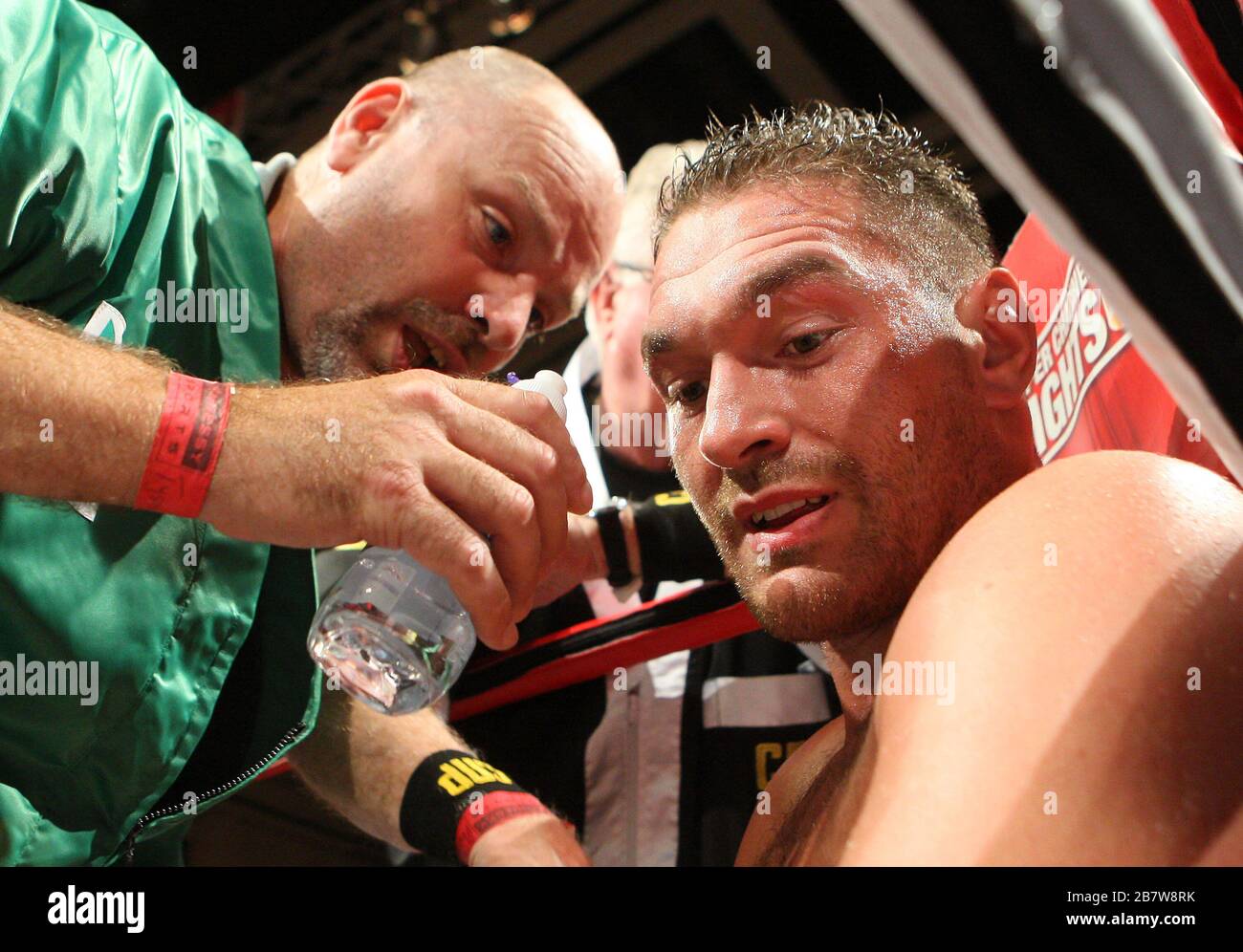 Tyson Fury (gold shorts) defeats Rich Power in a Heavyweight boxing ...
