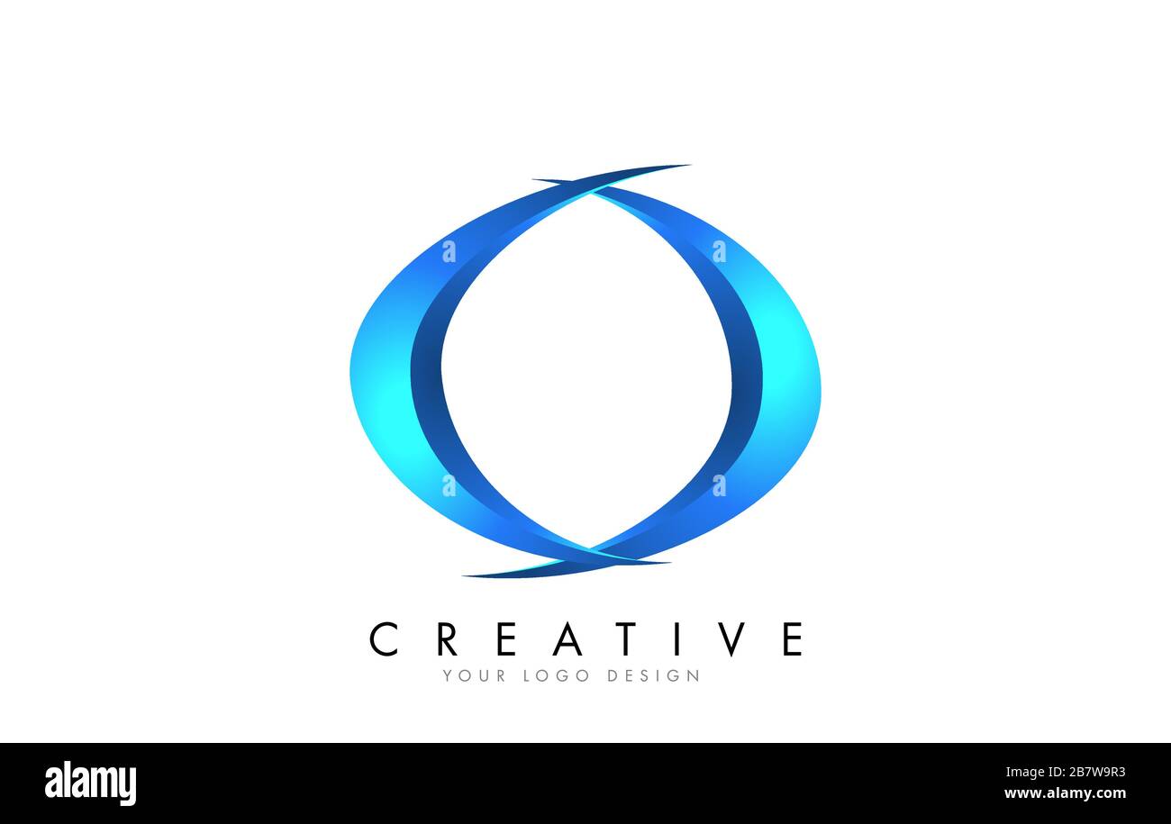 Creative O letter logo with Blue 3D bright Swashes. Blue Swoosh Icon ...