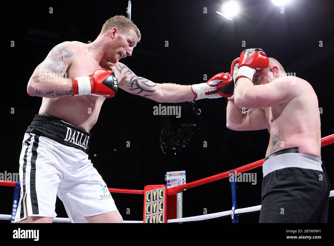 Tom Dallas (white shorts) defeats Werner Kreiskott in a Heavyweight ...