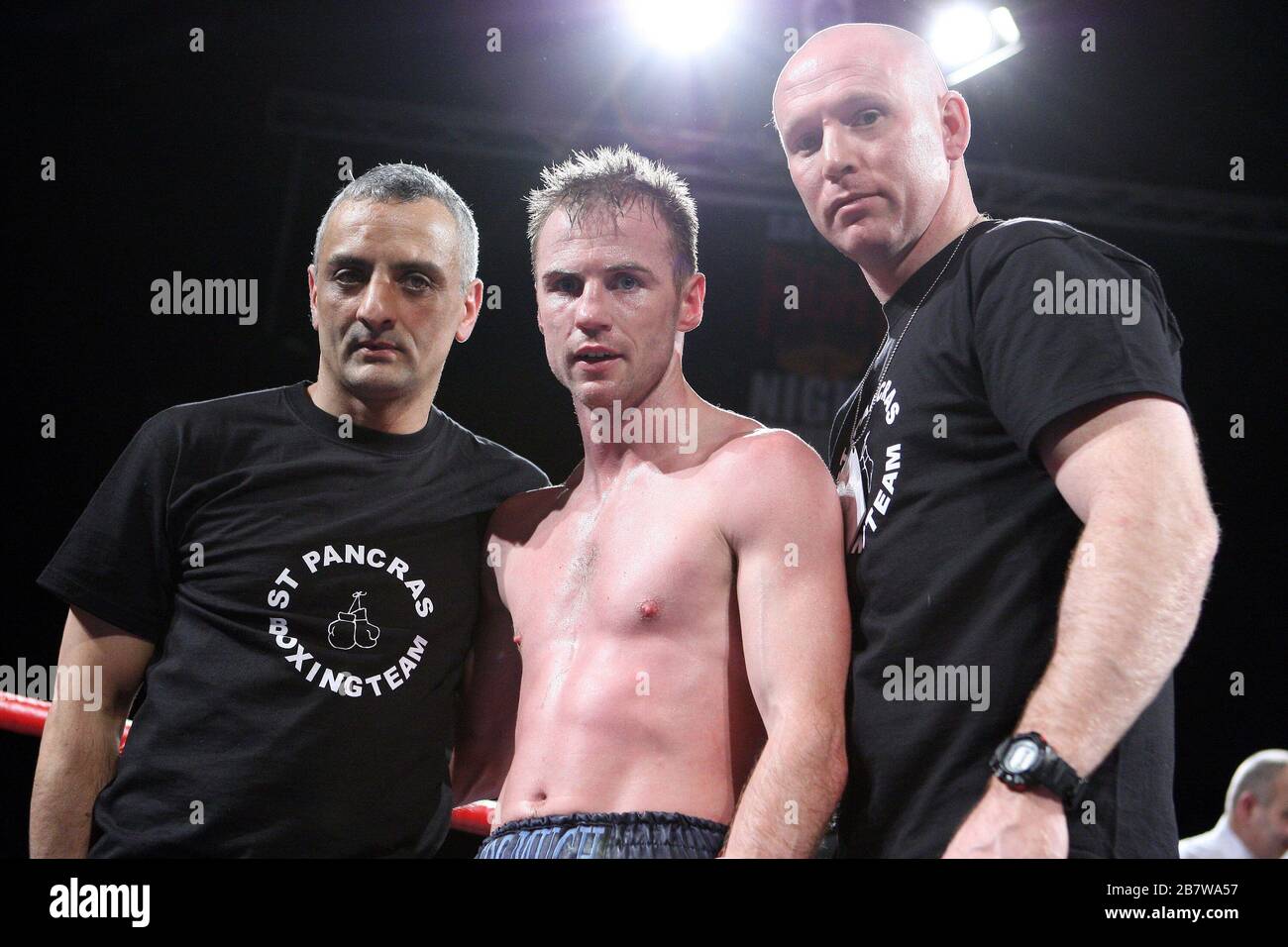 Martin Power (blue shorts) defeats Francis Croes in a Super-Flyweight ...