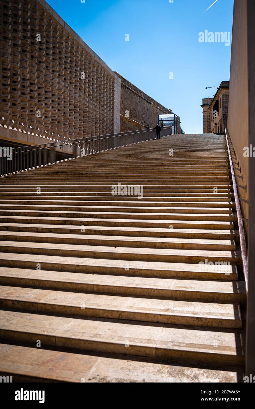 Stairs in Valletta, Malta Stock Photo - Alamy