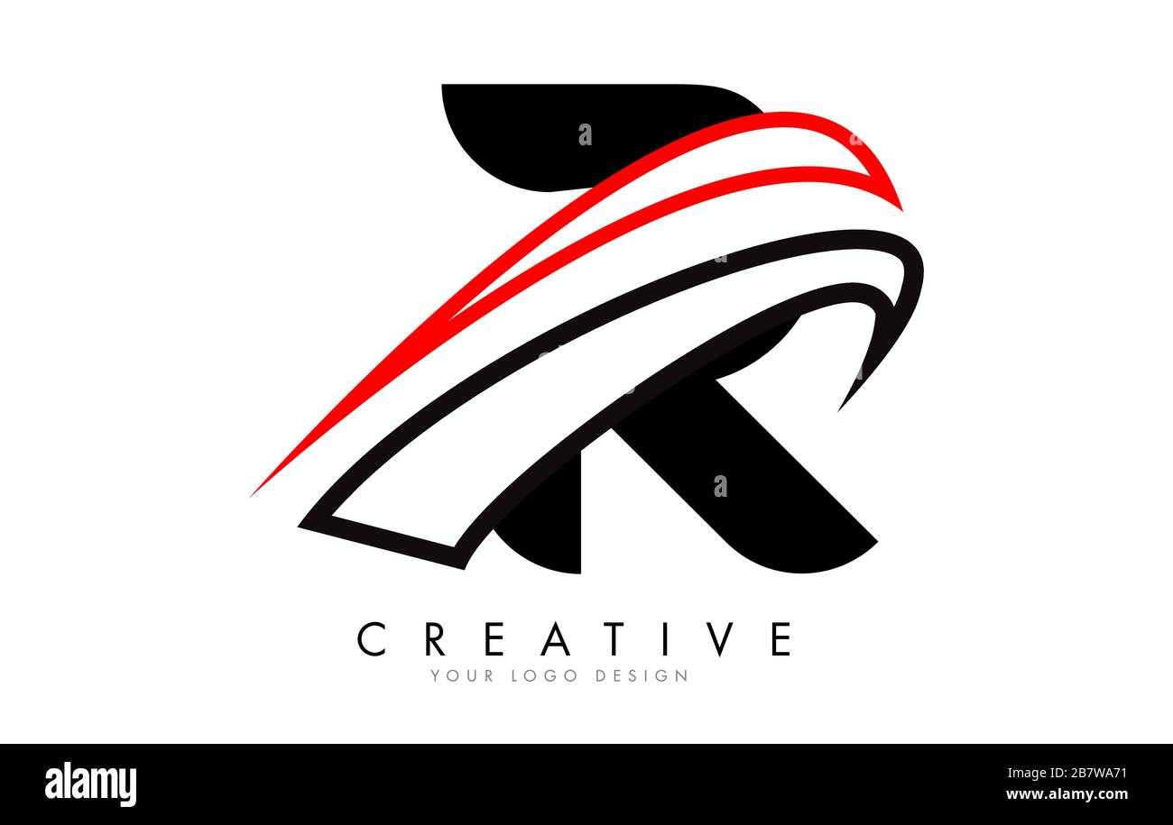 R letter logo with Black and Red Monogram Swashes Design Vector ...