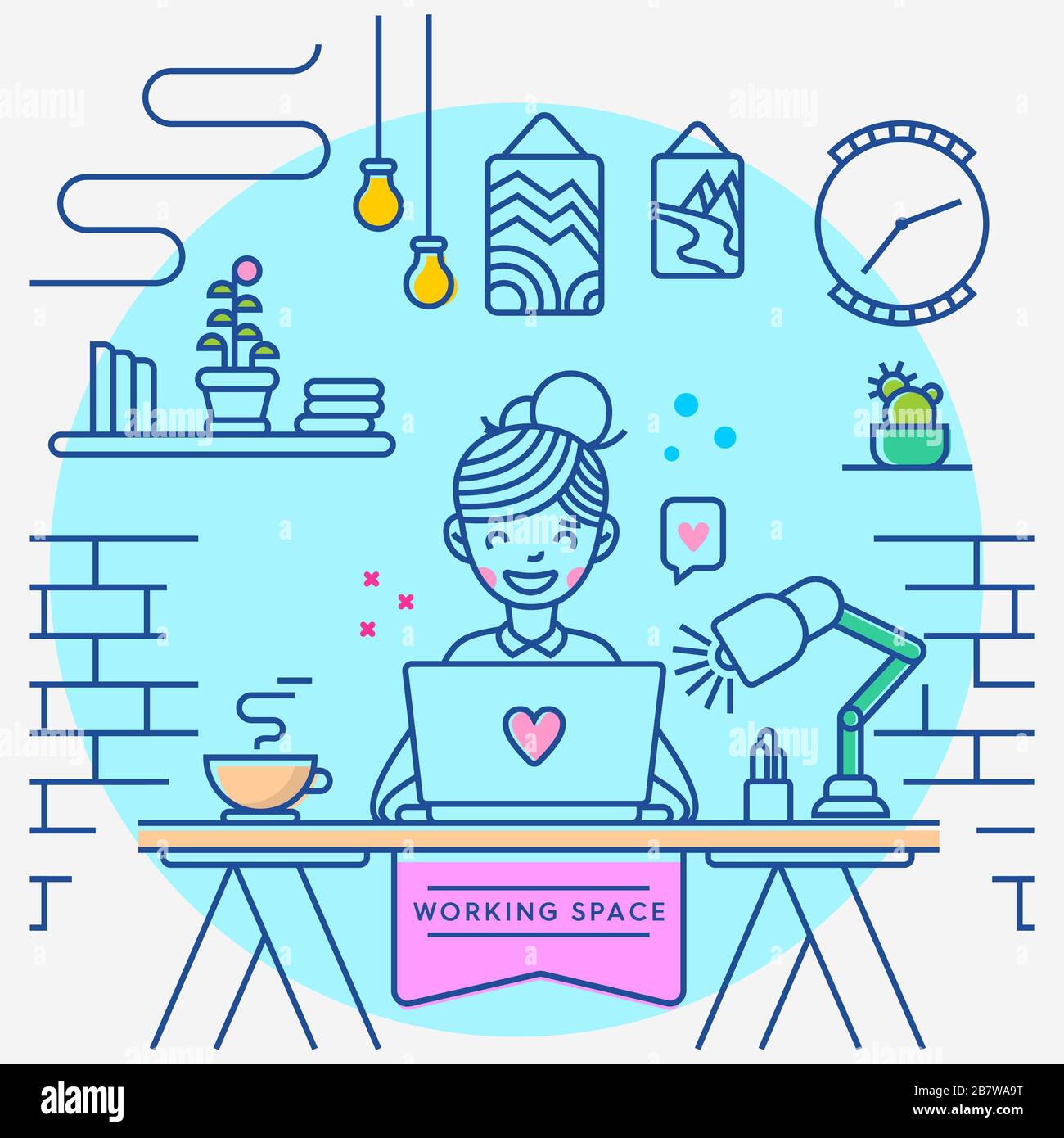 Colorful Workspace background Stock Photo - Alamy