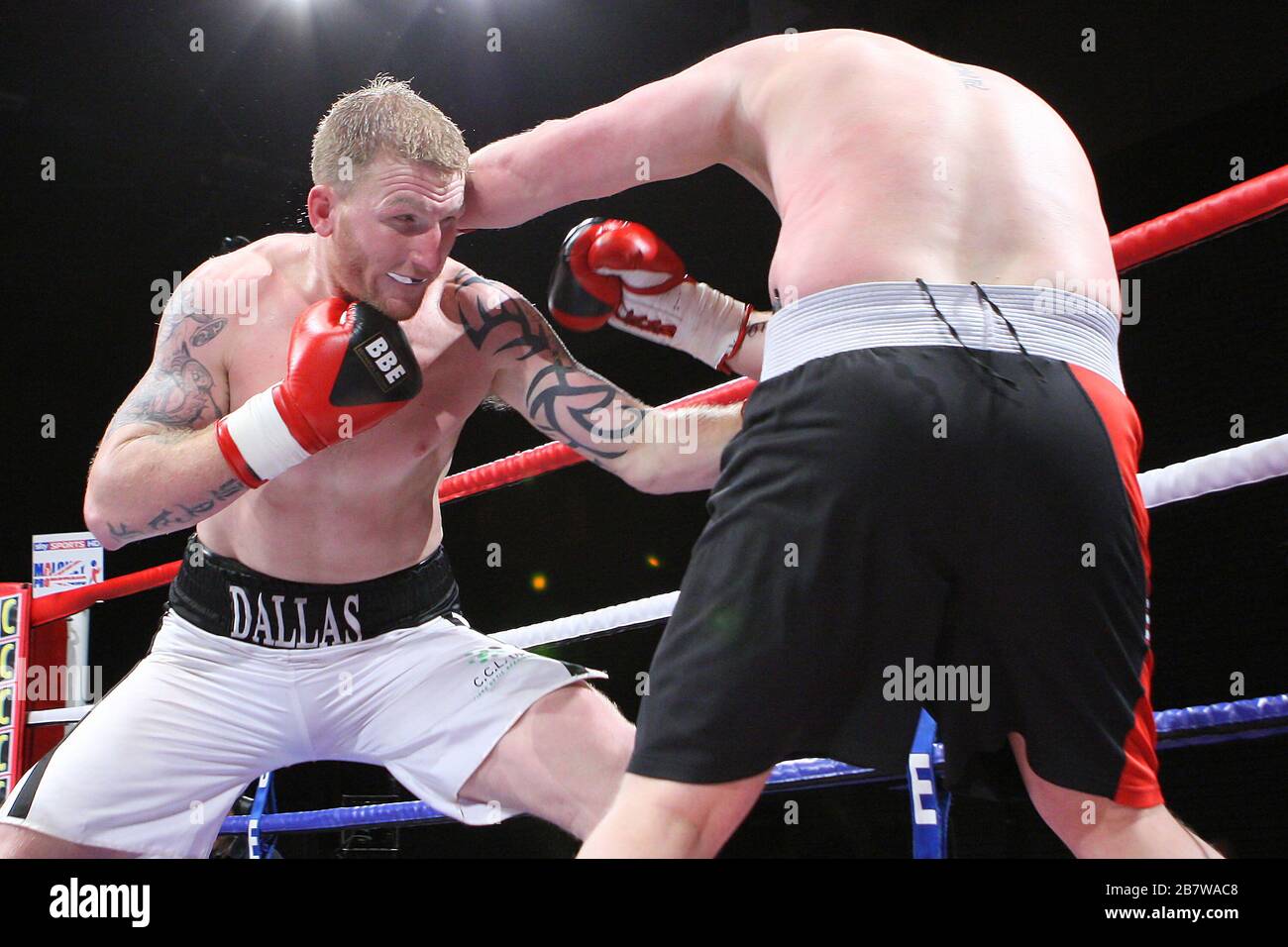 Tom Dallas (white shorts) defeats Werner Kreiskott in a Heavyweight ...